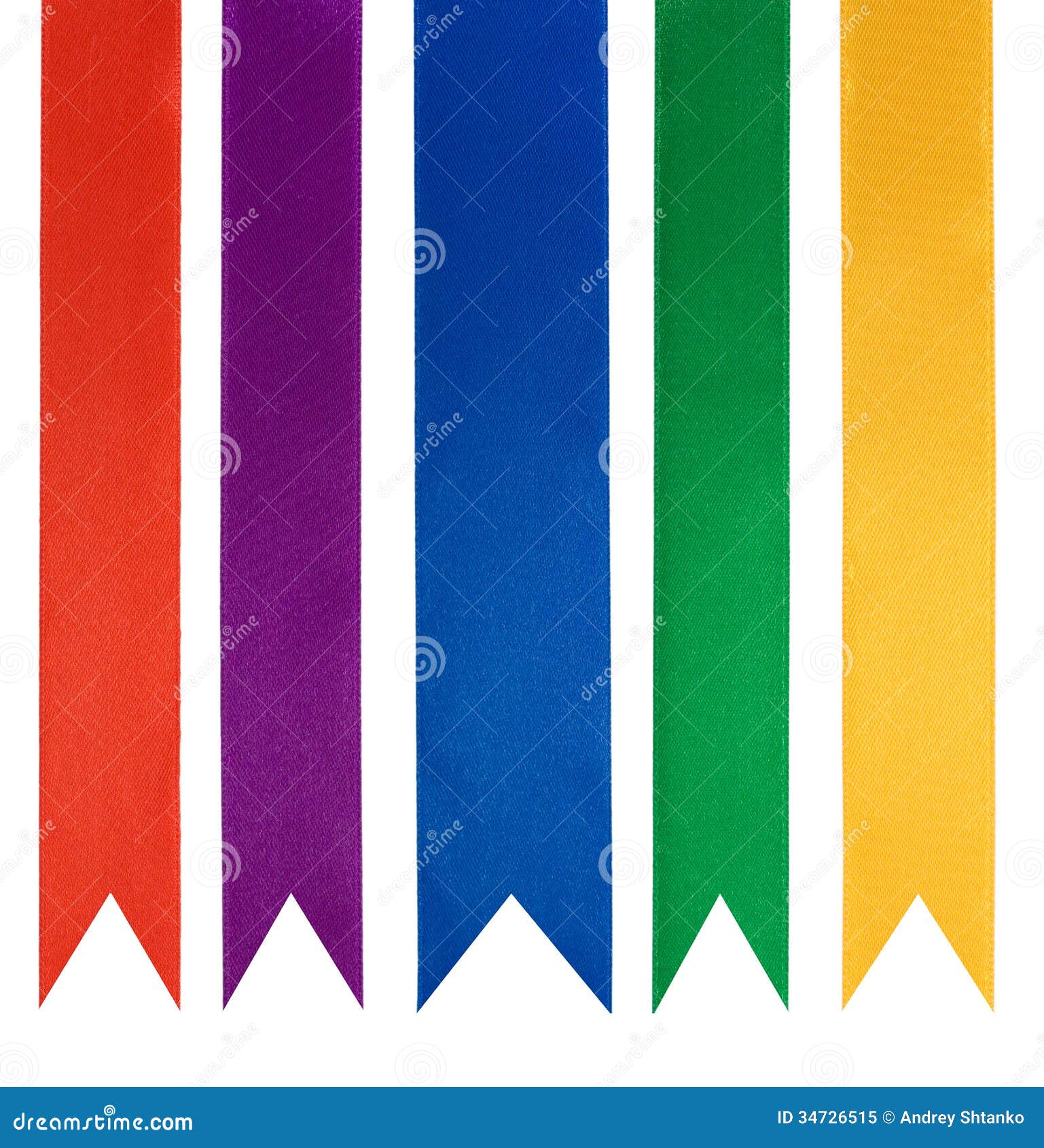 Collection of Five Different Color Ribbons Stock Image - Image of ...
