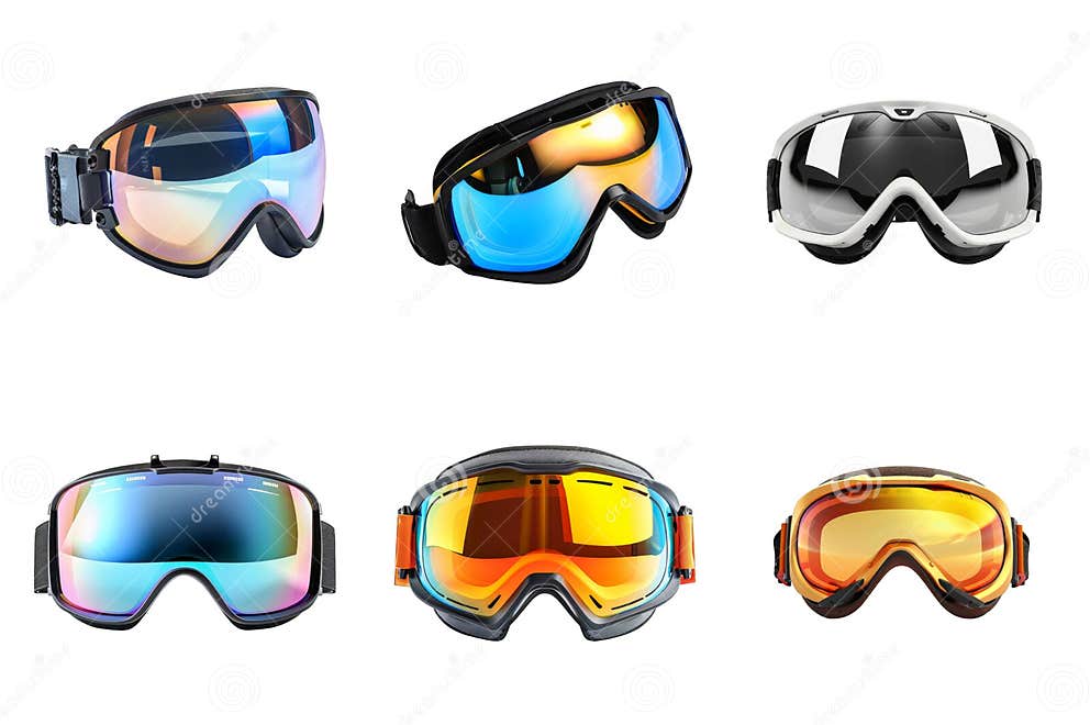 A Collection of Five Different Ski Goggles Stock Illustration ...