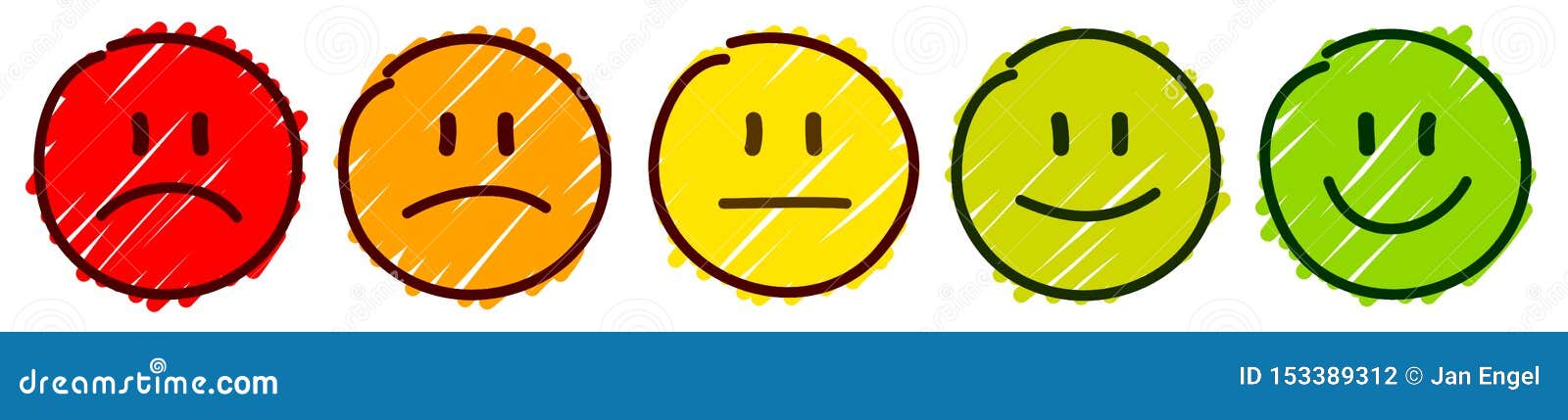 Set of Five Handdrawn Faces Frame Feedback Mood Color Stock Vector ...