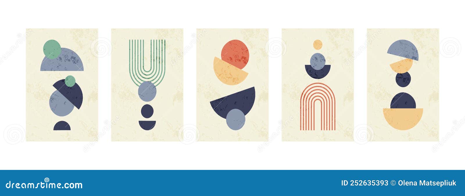 Collection Of Five Minimalistic Wall Banners In Minimalism Style With ...