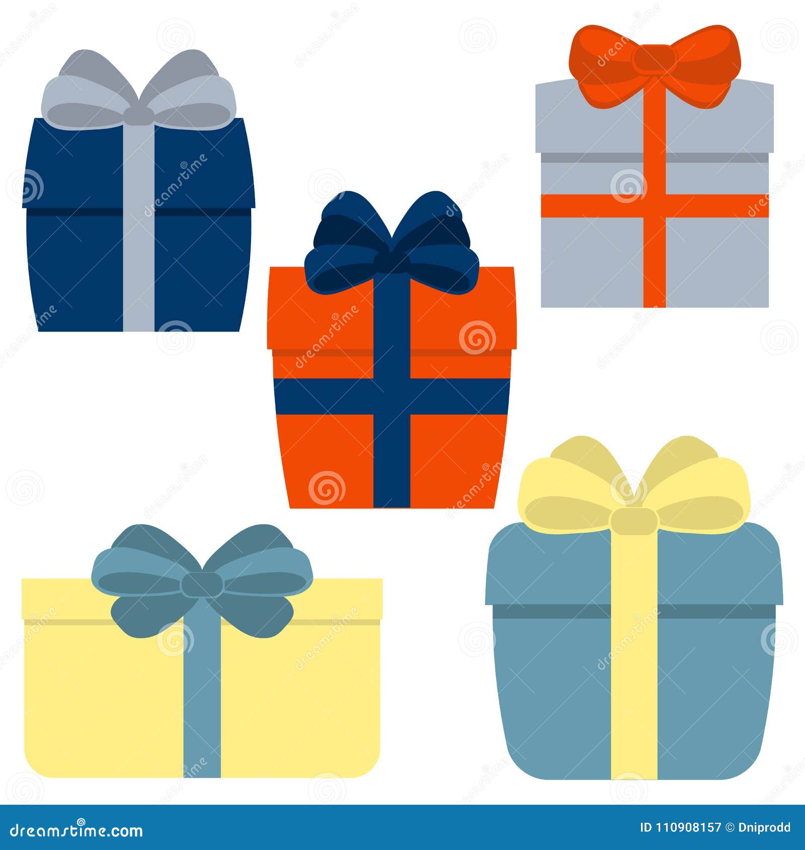 Collection of Five Multi Colored Gift Boxes Stock Vector - Illustration ...