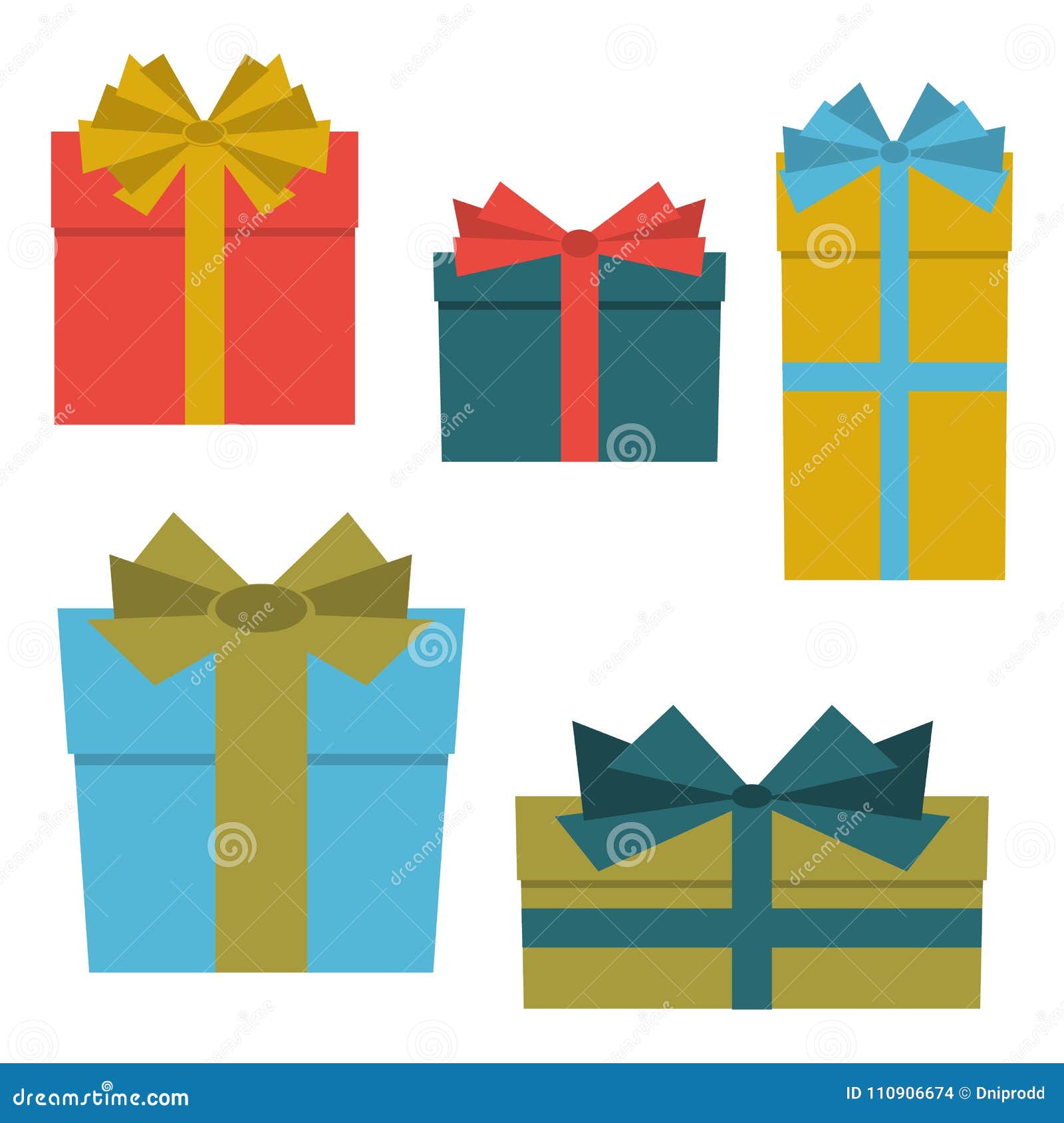 Collection of Five Multi Colored Gift Boxes Stock Vector - Illustration ...