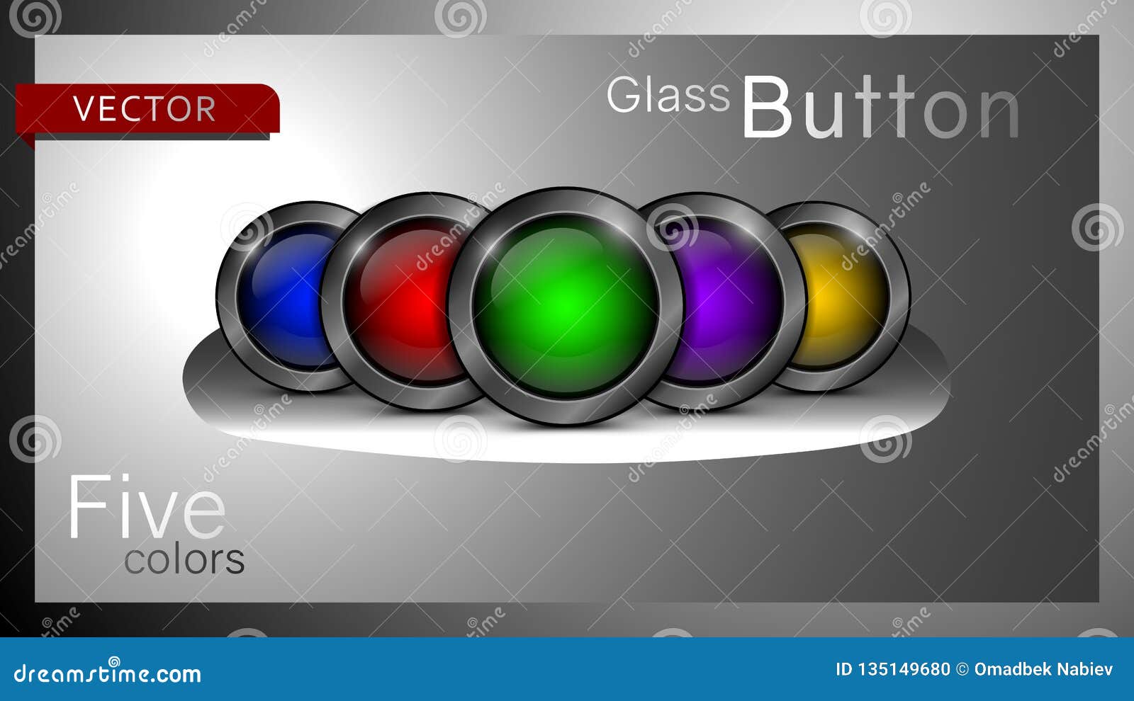 Collection of Five Multi-colored Glass Icons. Stock Vector ...