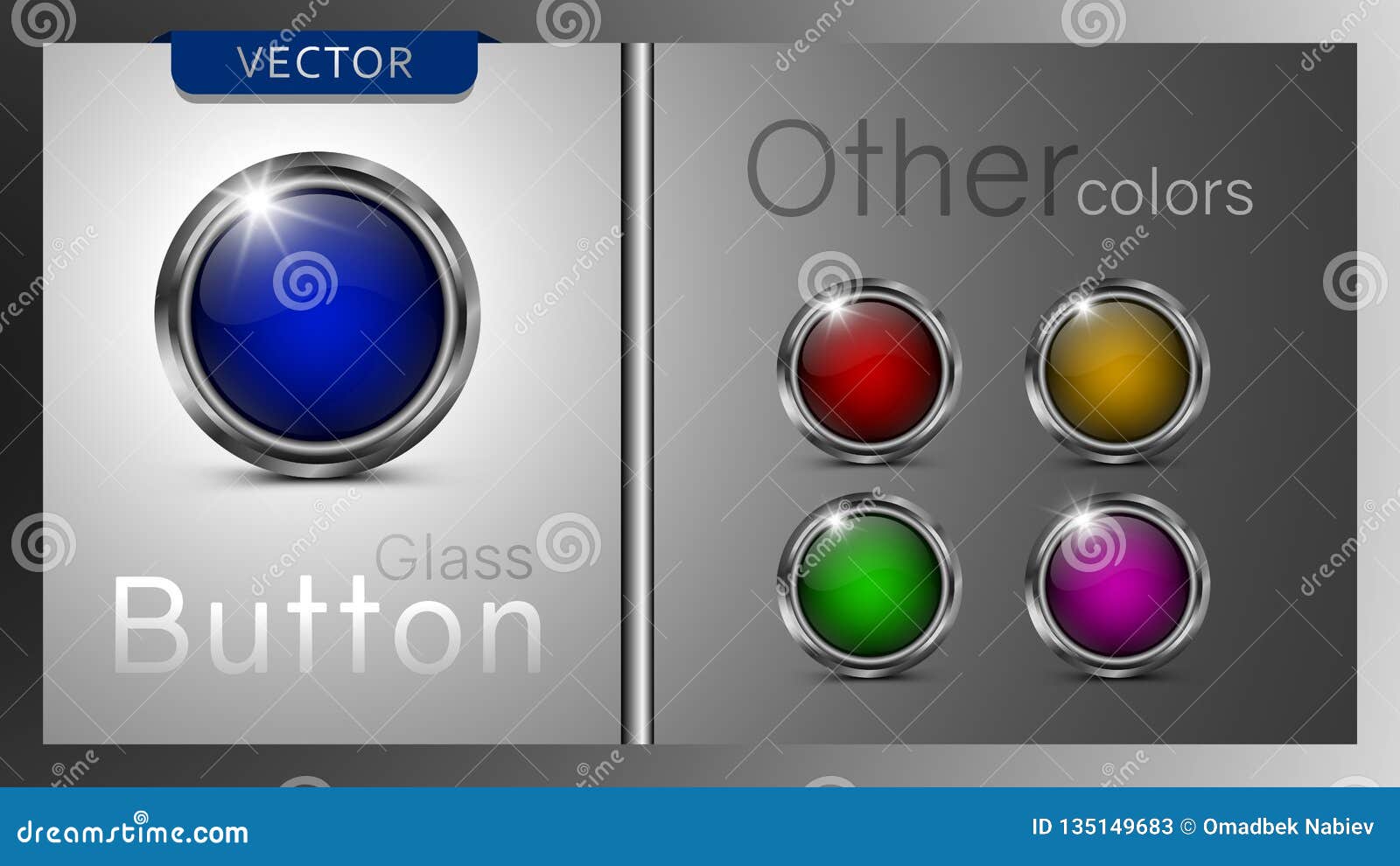 Collection of Five Multi-colored Glass Icons. Stock Vector ...