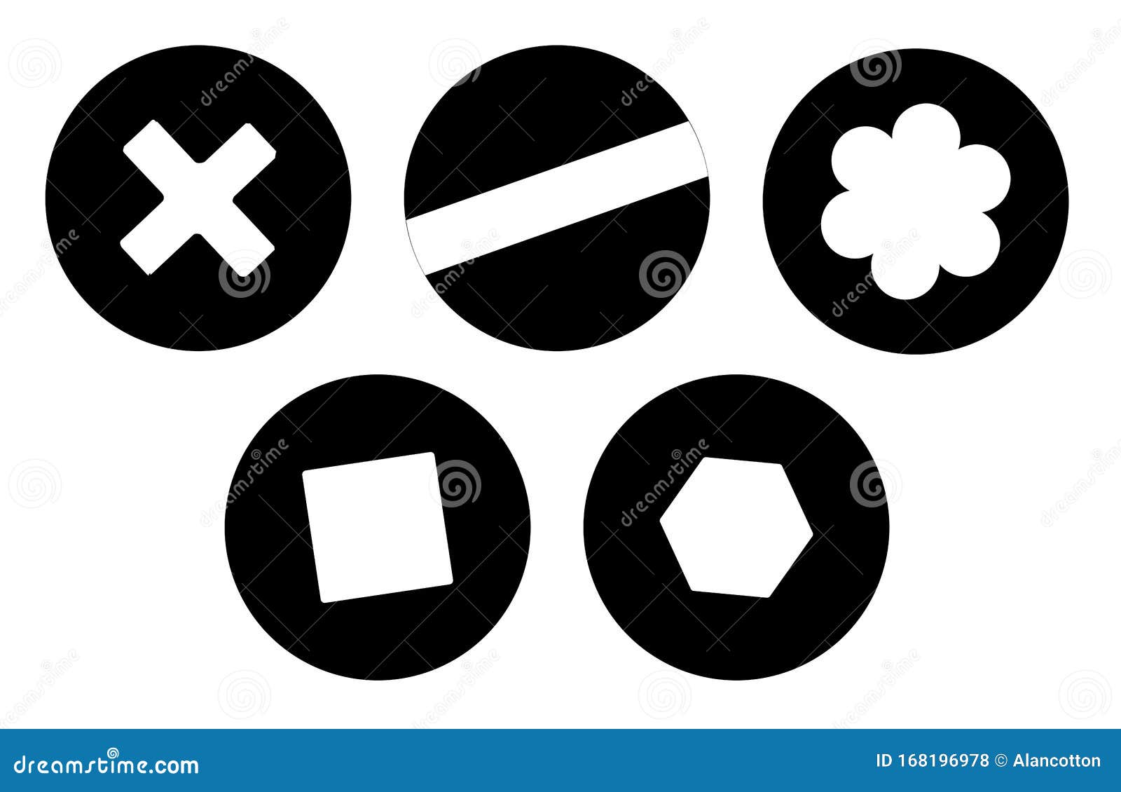 Head Types stock vector. Illustration of slotted, isolated - 168196978
