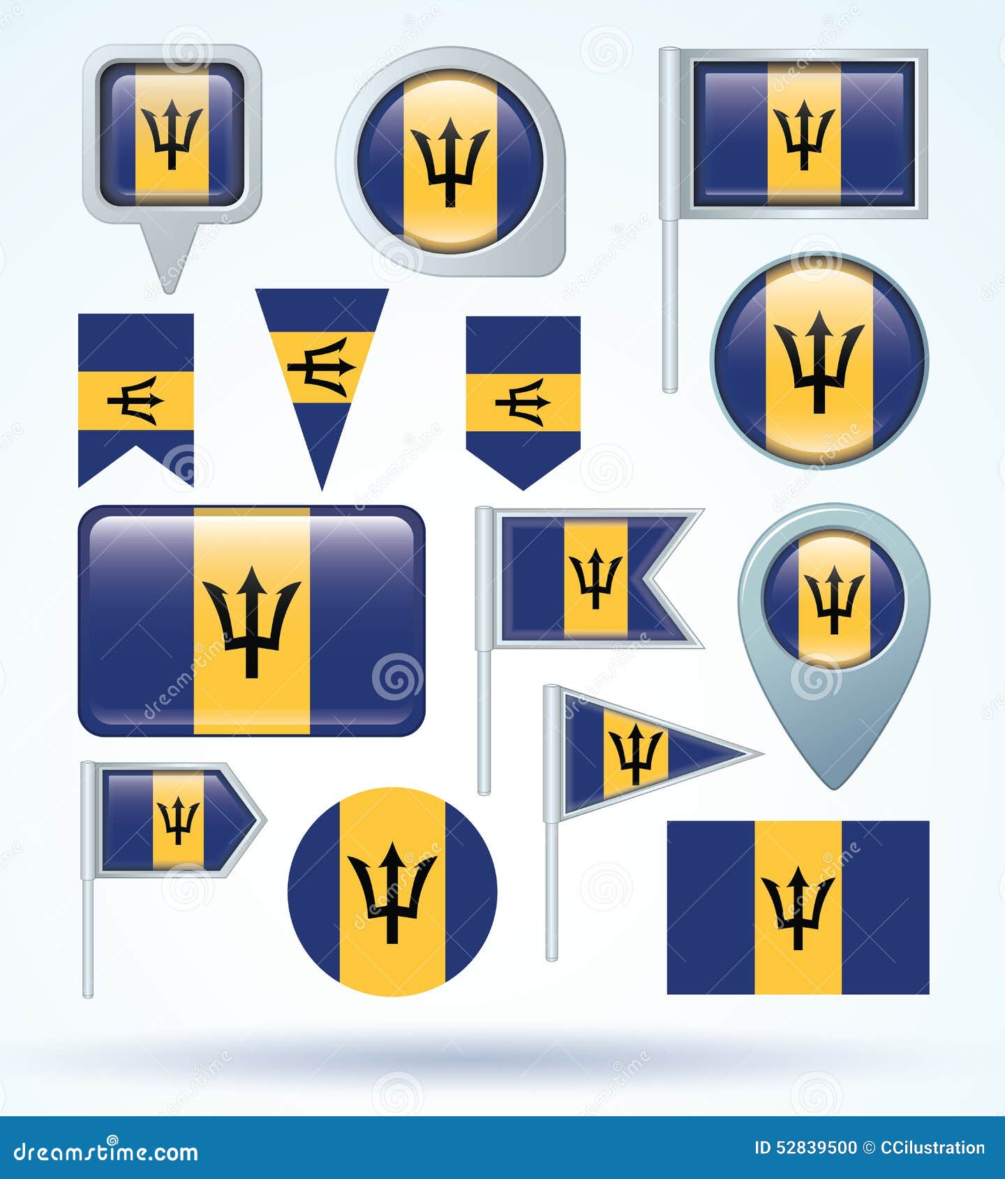 Collection Flag of Barbados, Vector Illustration. Stock Vector ...
