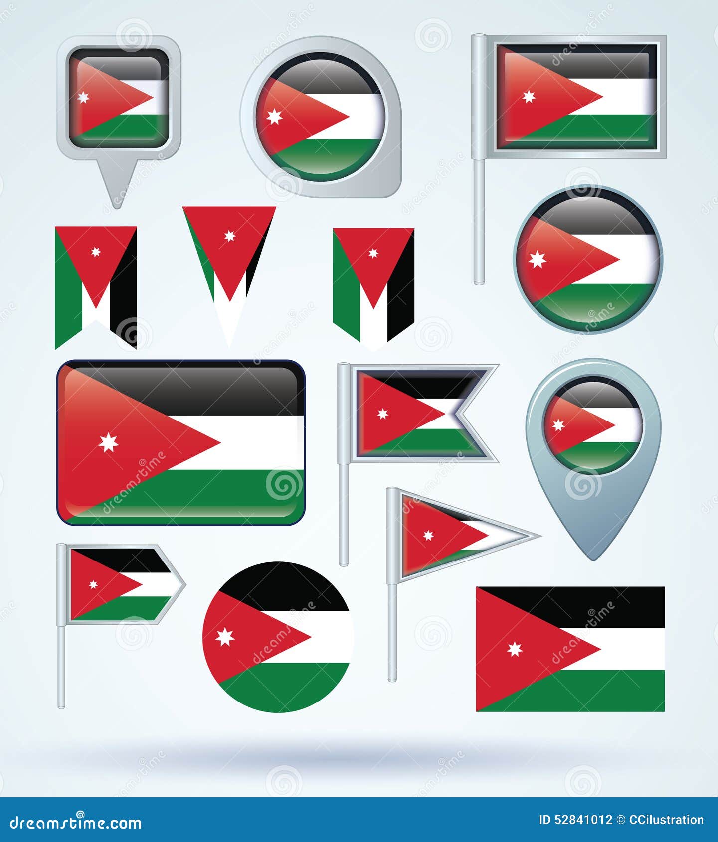 Collection Flag of Jordan, Vector Illustration Stock Vector ...