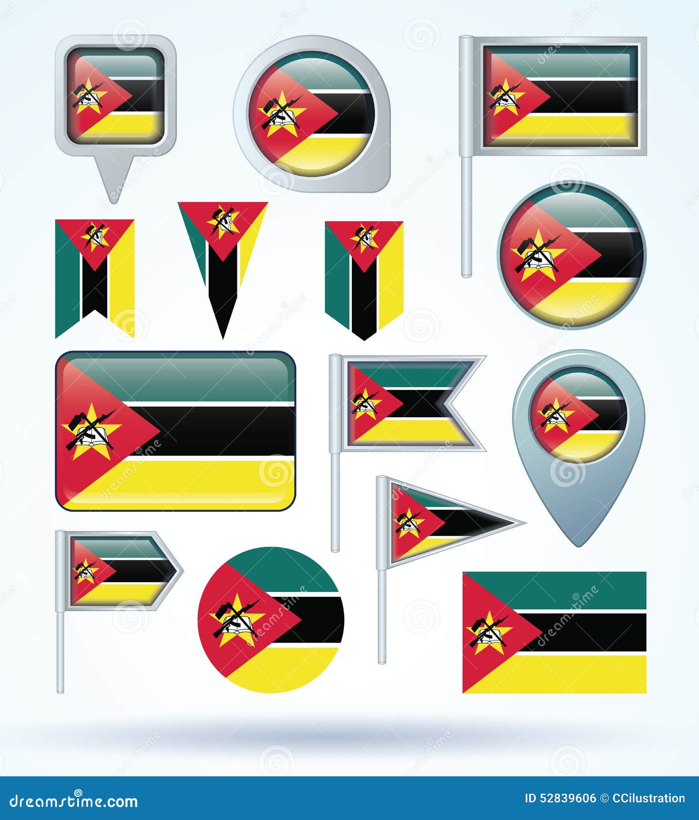 Collection Flag of Mozambique, Vector Illustration Stock Vector ...
