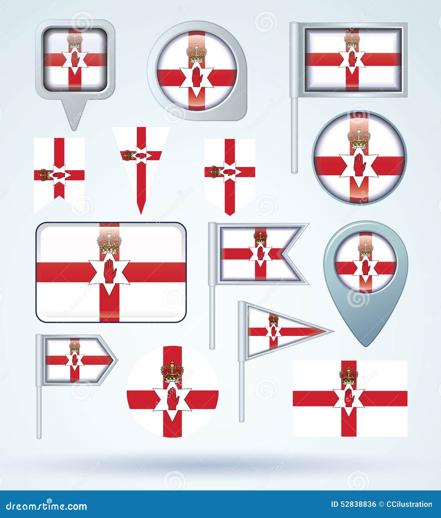 Collection Flag of North Ireland, Vector Illustration. Stock Vector ...