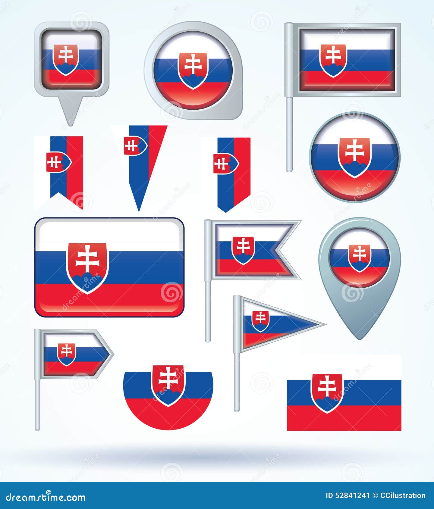 Collection Flag of Slovakia, Vector Illustration Stock Vector ...