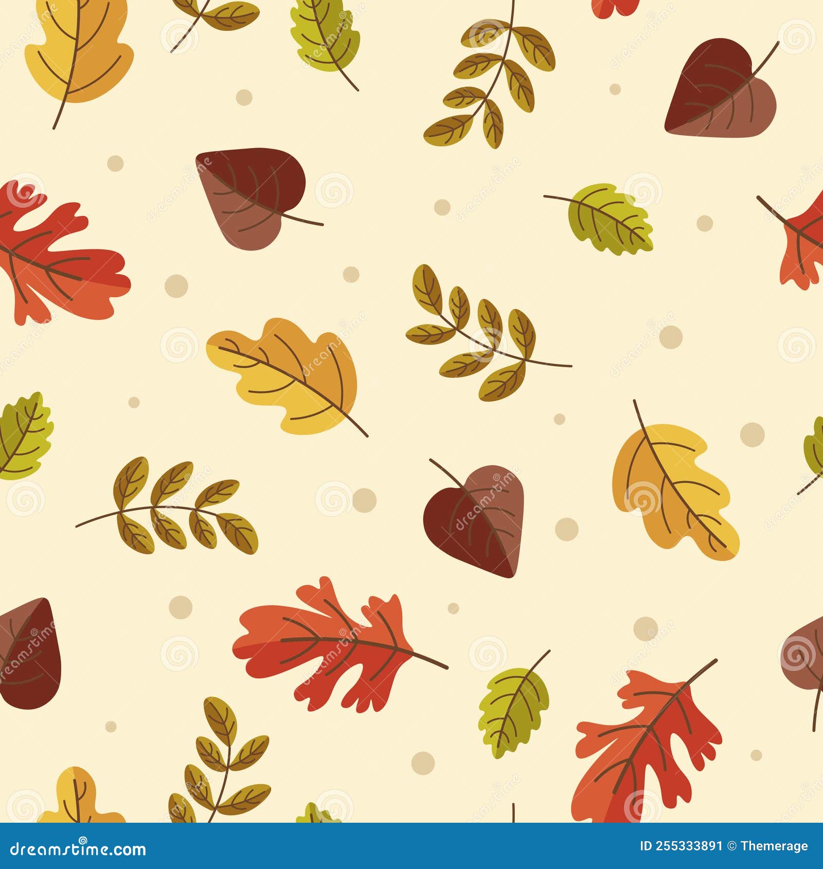 Collection of Flat Autumn Patterns with Colorful Leaves Stock Vector ...