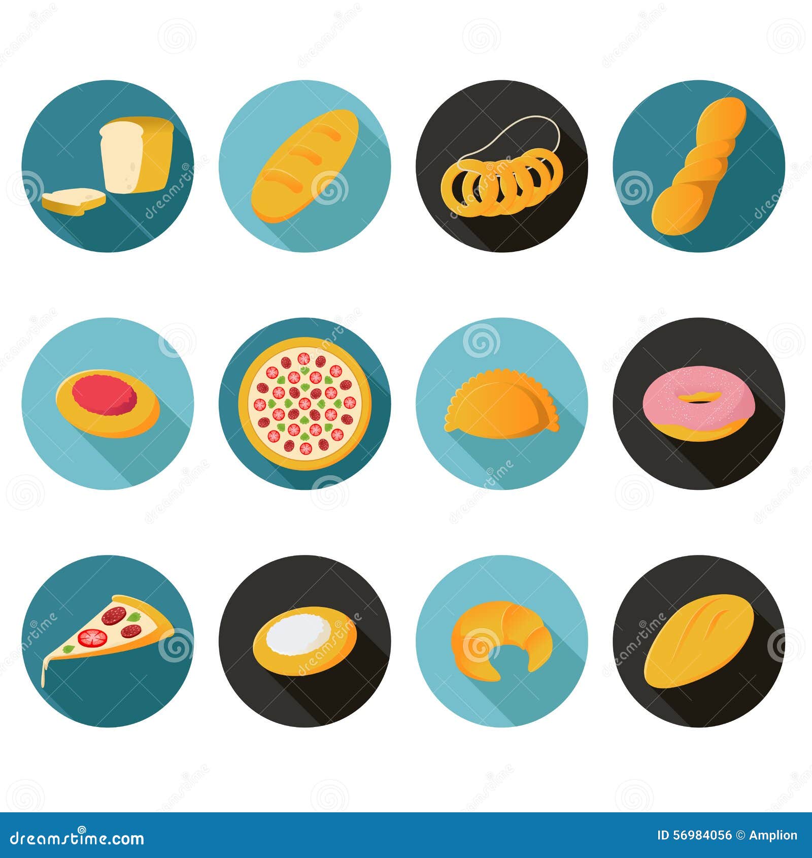 Bread Icons Set. Bakery Products Silhouette Collection. Vector Food ...