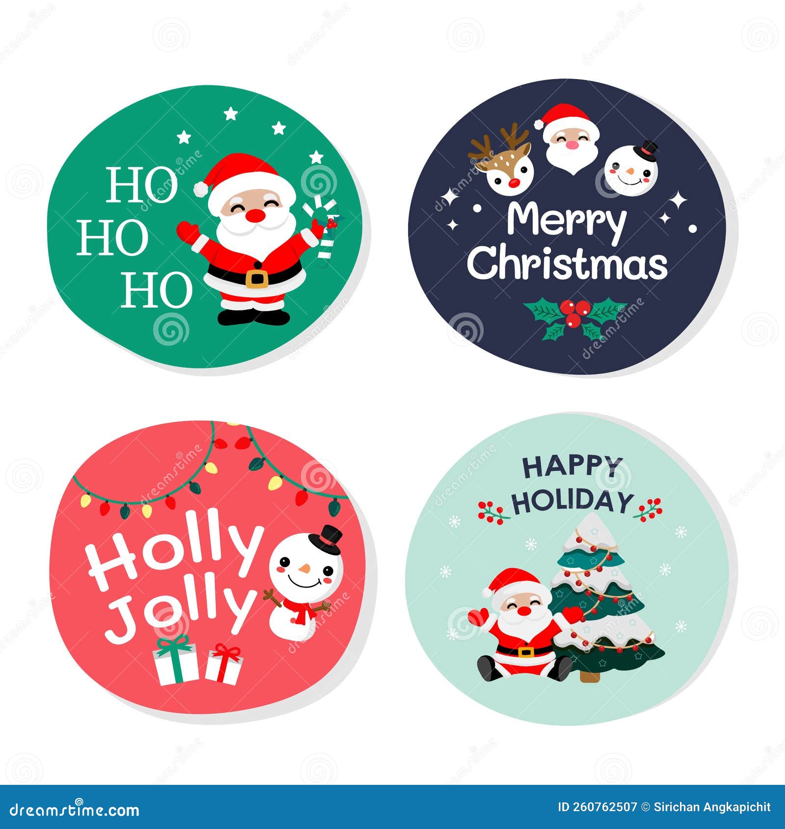 Collection of Flat Christmas Badges Stock Vector - Illustration of icon ...
