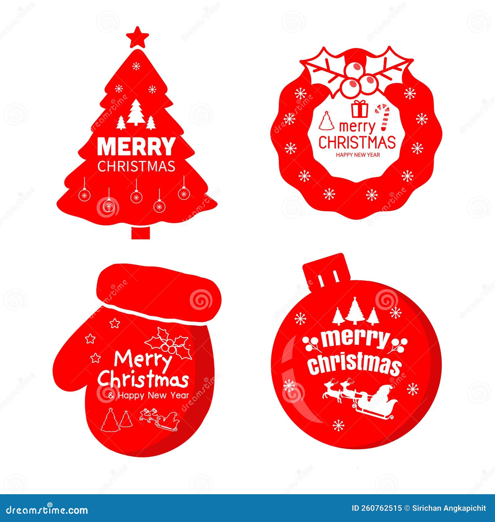 Collection of Flat Christmas Badges Stock Vector - Illustration of icon ...