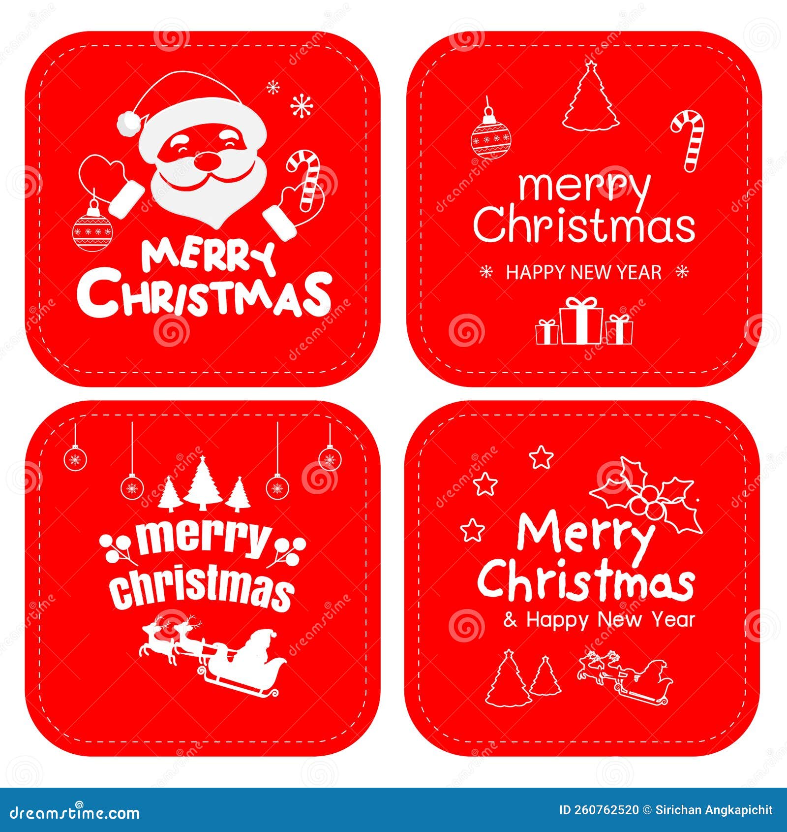 Collection of Flat Christmas Badges Stock Vector - Illustration of ...