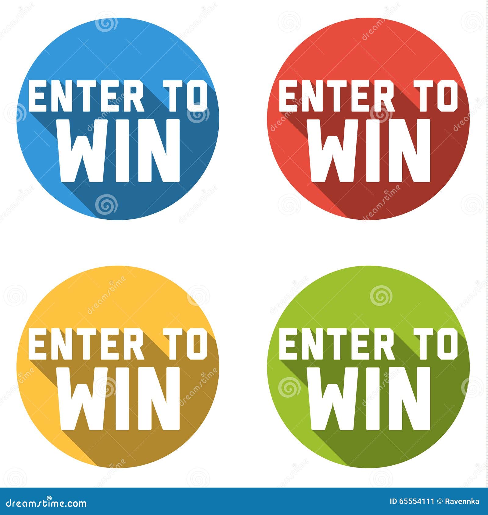 Collection of 4 Flat Colorful Buttons with ENTER TO WIN Text Stock ...