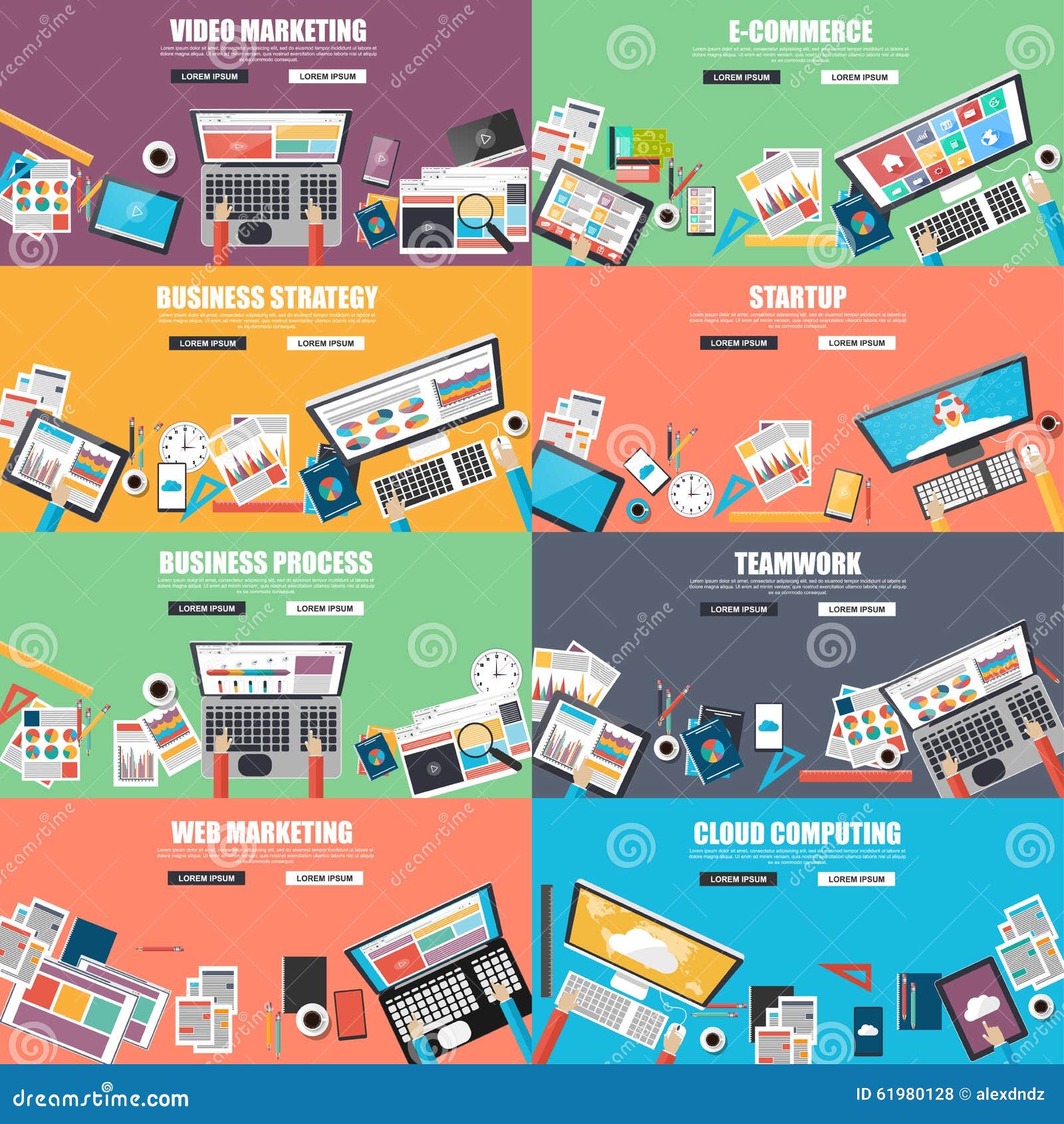 Collection of Flat Design Concept for Business Stock Vector ...