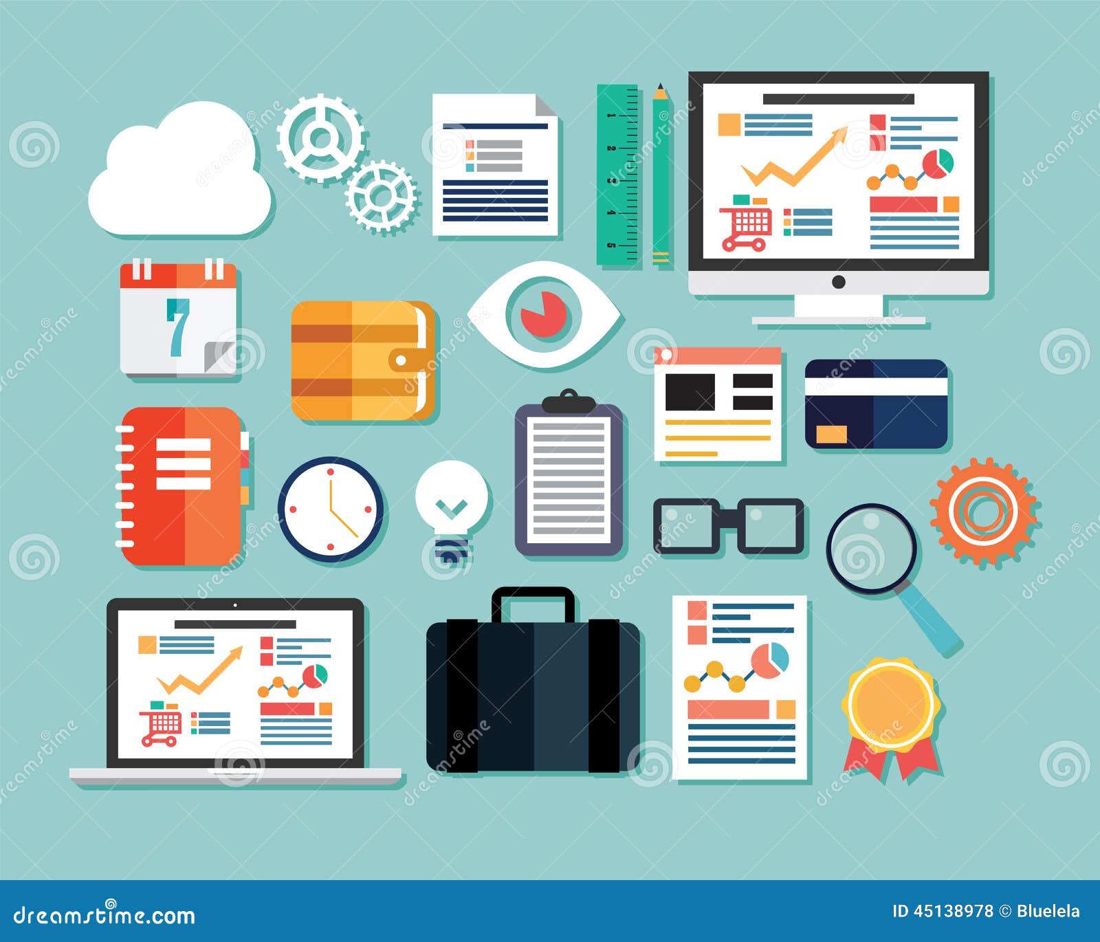 Collection of Flat Design Icons, Computer and Mobile Devices, Cl Stock ...