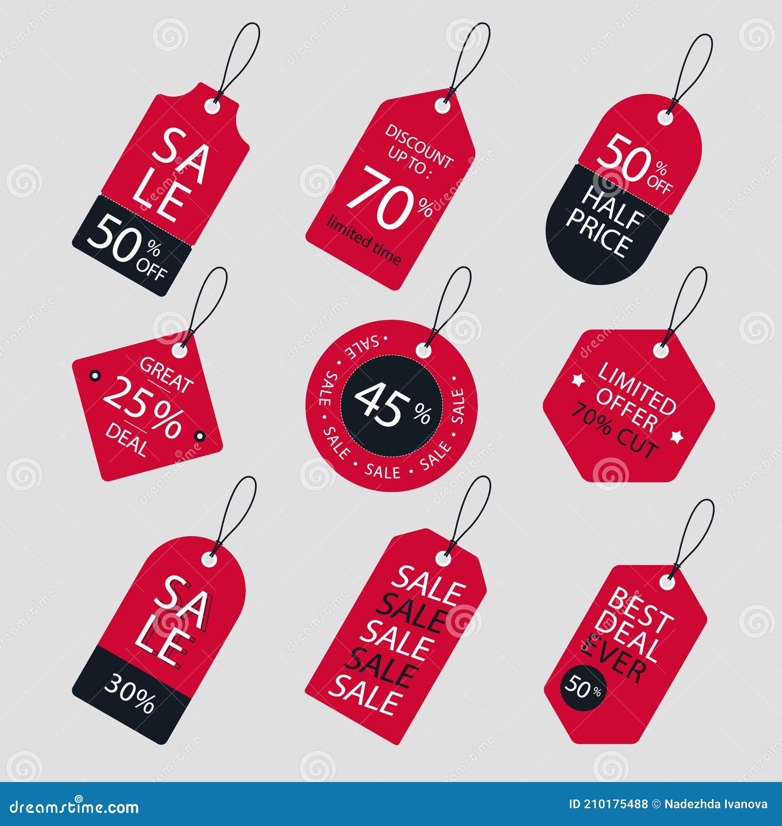 Collection of Flat Design Sales Tags Vector Illustration. Stock Vector ...