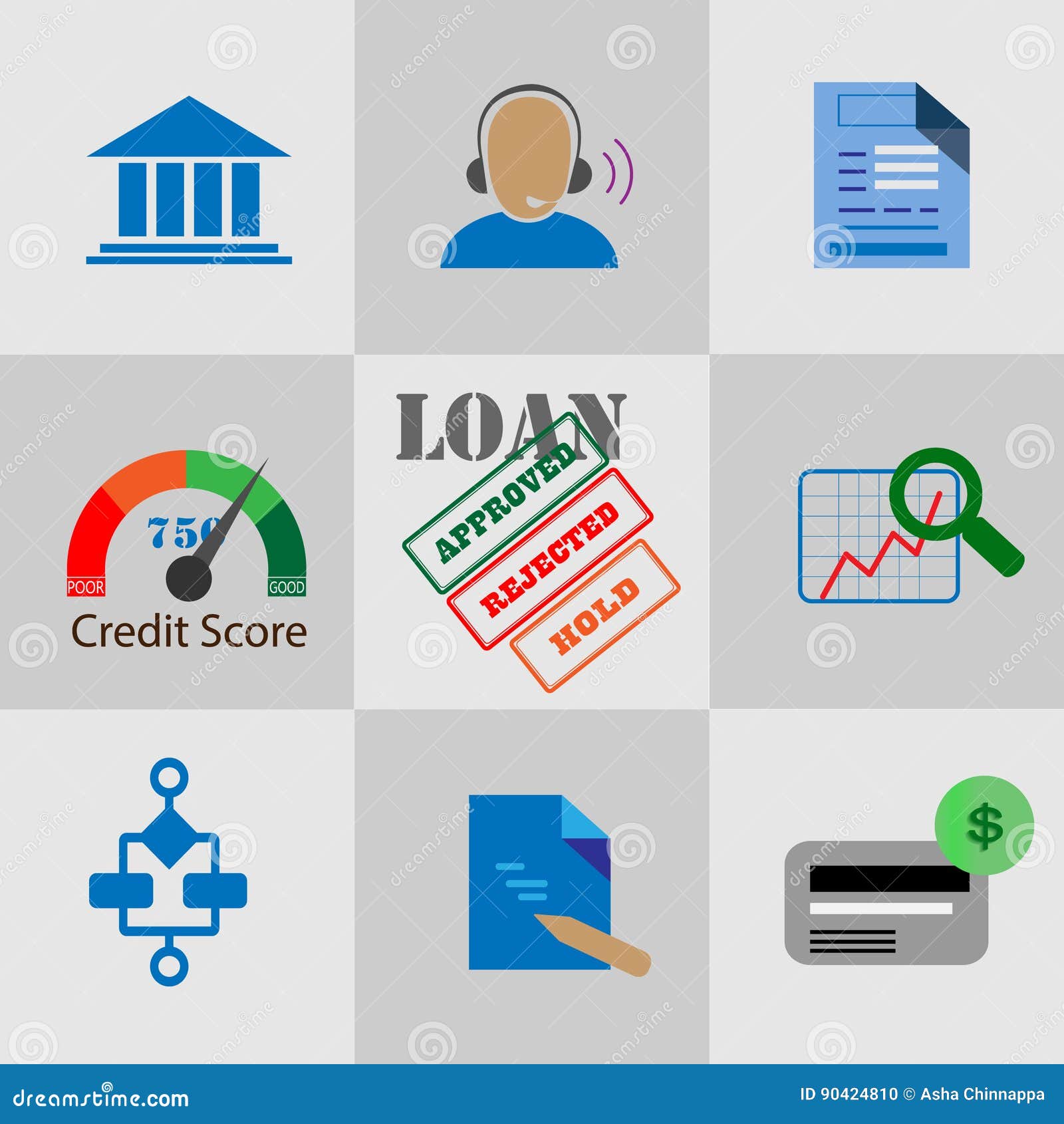 Collection of Flat Icons for Bank Loan Stock Vector - Illustration of ...