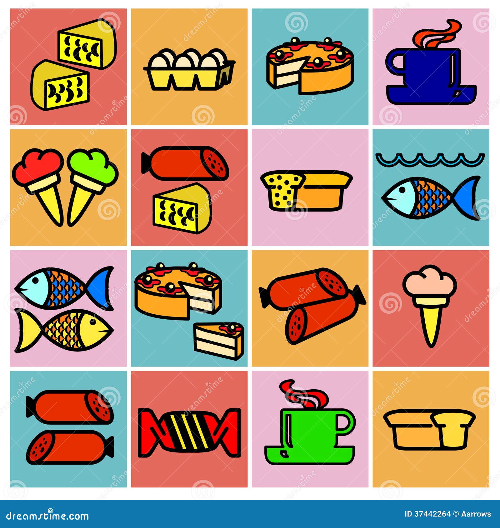 Collection Flat Icons. Food Symbols Stock Vector - Illustration of ...