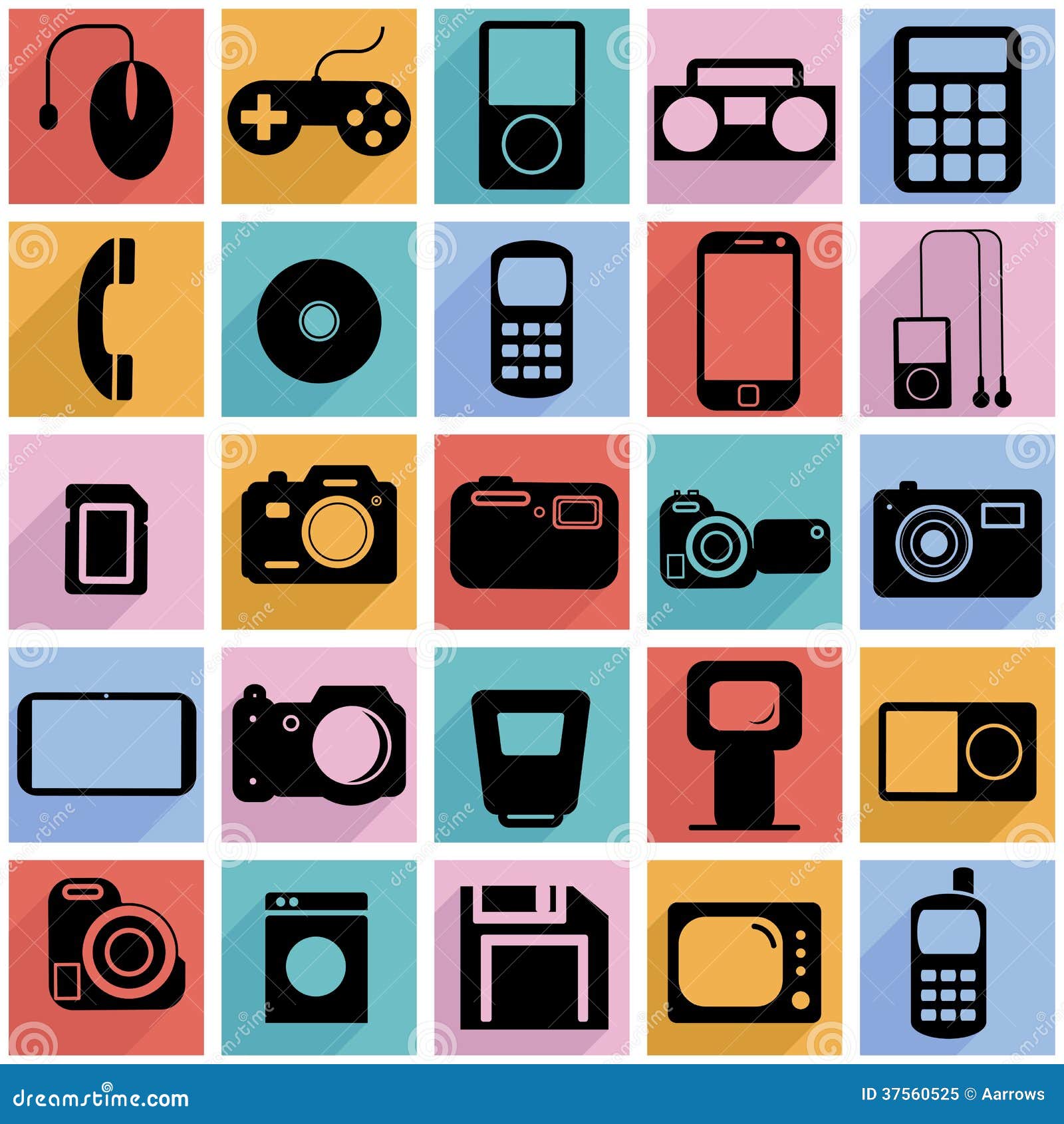 Collection Flat Icons with Long Shadow. Multimedia Stock Vector ... Collection Flat Icons with Long Shadow. Multimedia Stock Vector ...