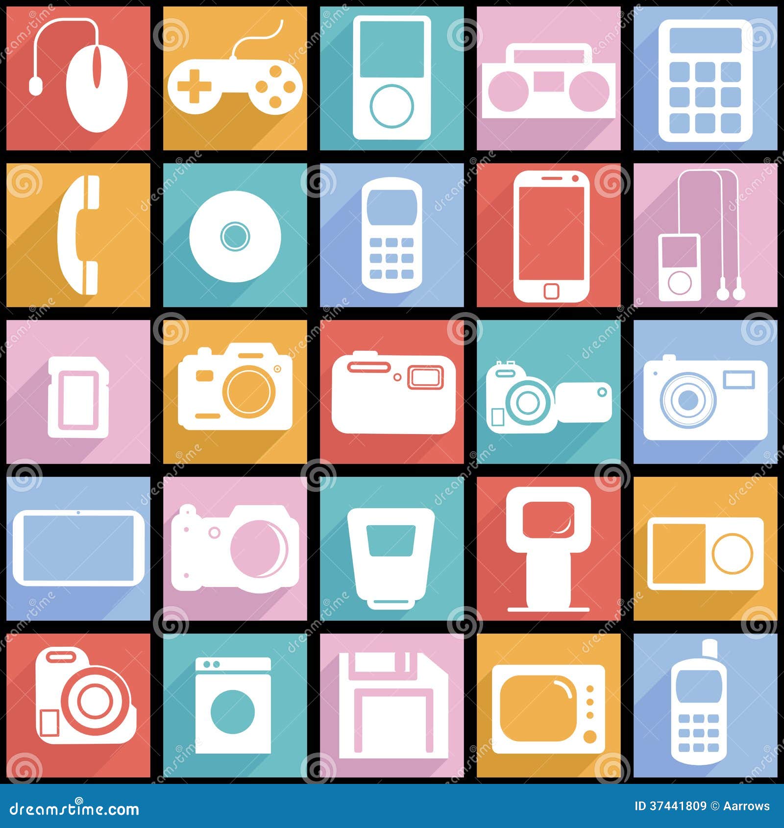 Collection Flat Icons with Long Shadow. Multimedia Stock Vector ... Collection Flat Icons with Long Shadow. Multimedia Stock Vector ...