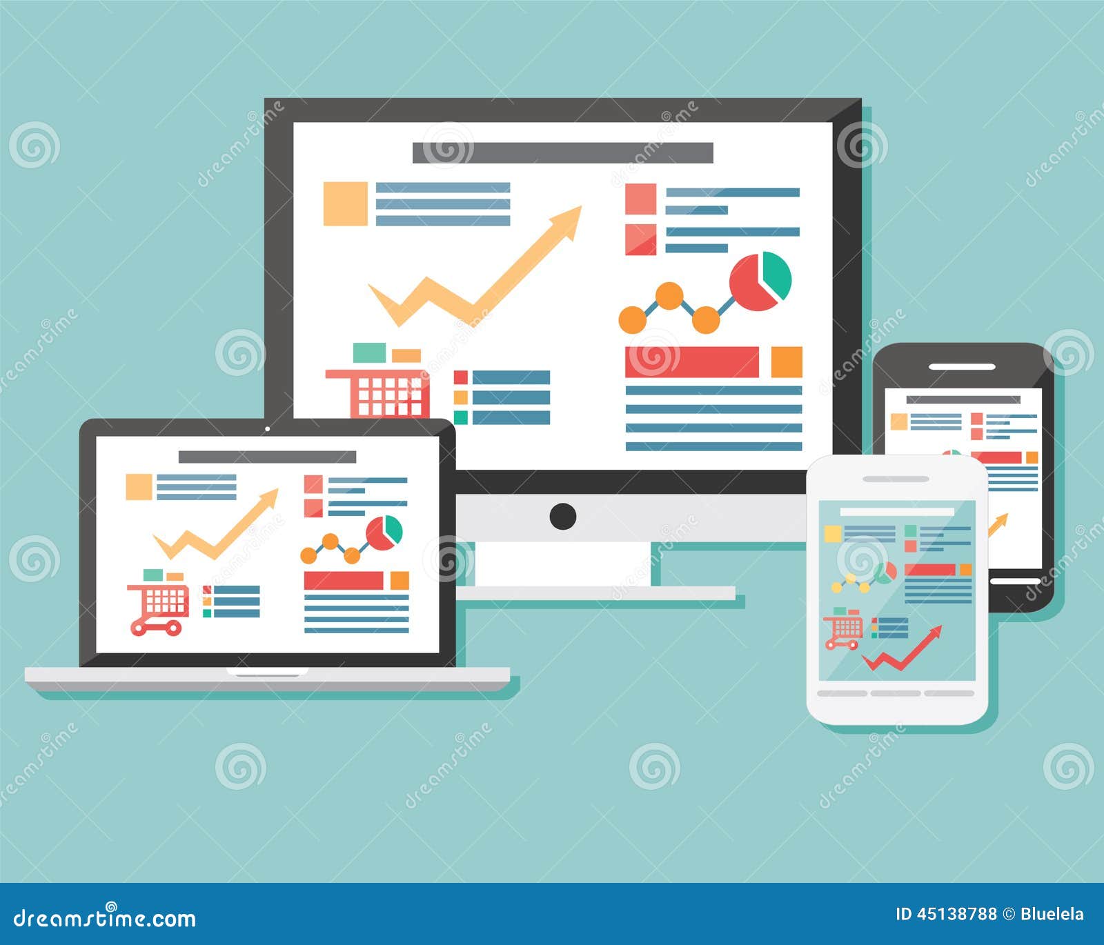 Collection of Flat Icons Mobile Cellular Phone, Laptop, Computer Stock ...