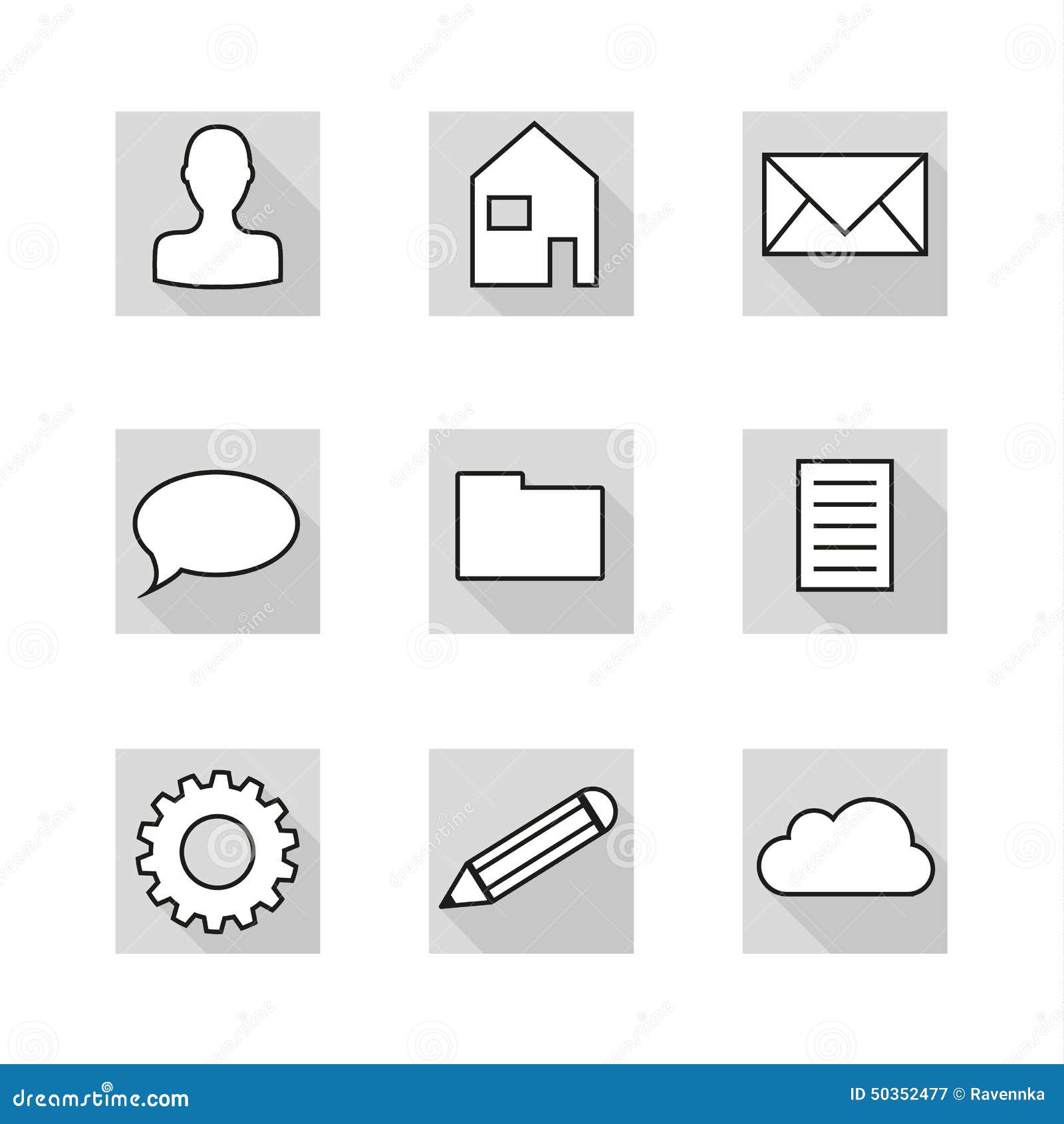 Collection of 9 Flat Icons in Neutral Colors of Greyscale Stock Vector ...
