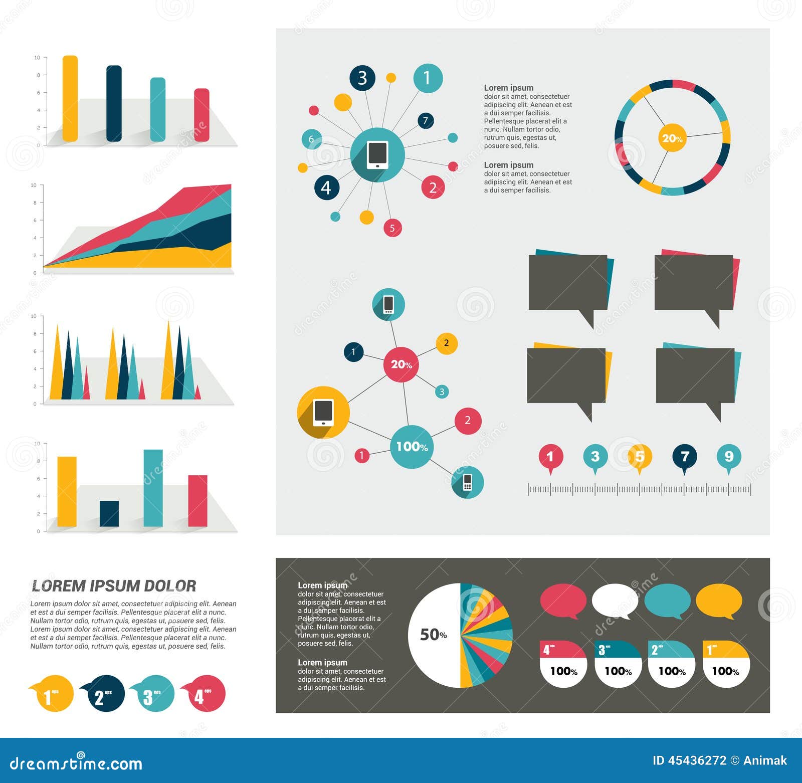 Collection of Flat Infographics Elements. Stock Vector - Illustration ...