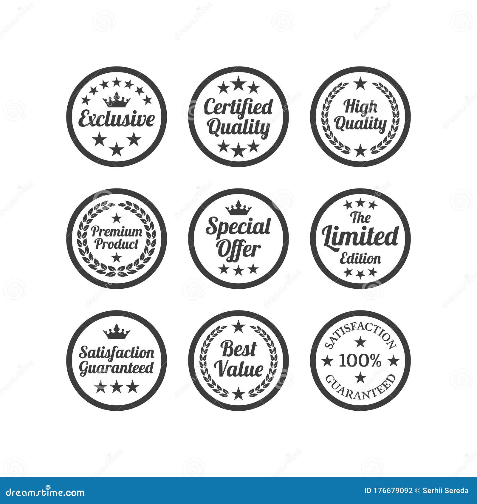 Collection of Flat Labels on White Background Stock Illustration ...