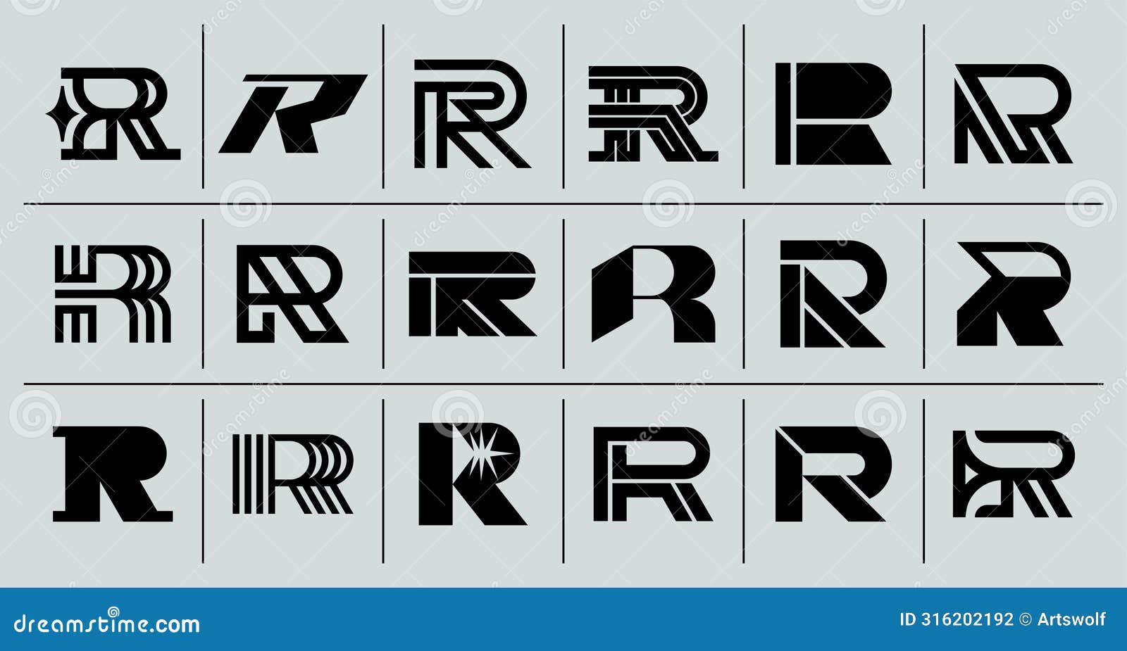 Collection of Flat Line Letter R Logo Vector Stock Vector ...