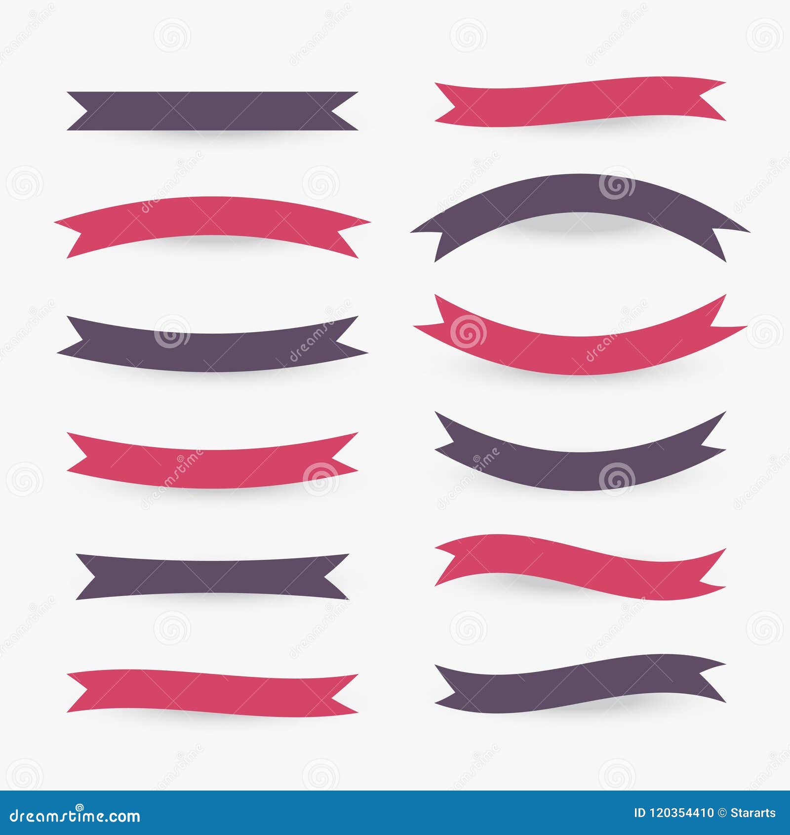 Collection of Flat Ribbons in Various Styles Stock Vector ...