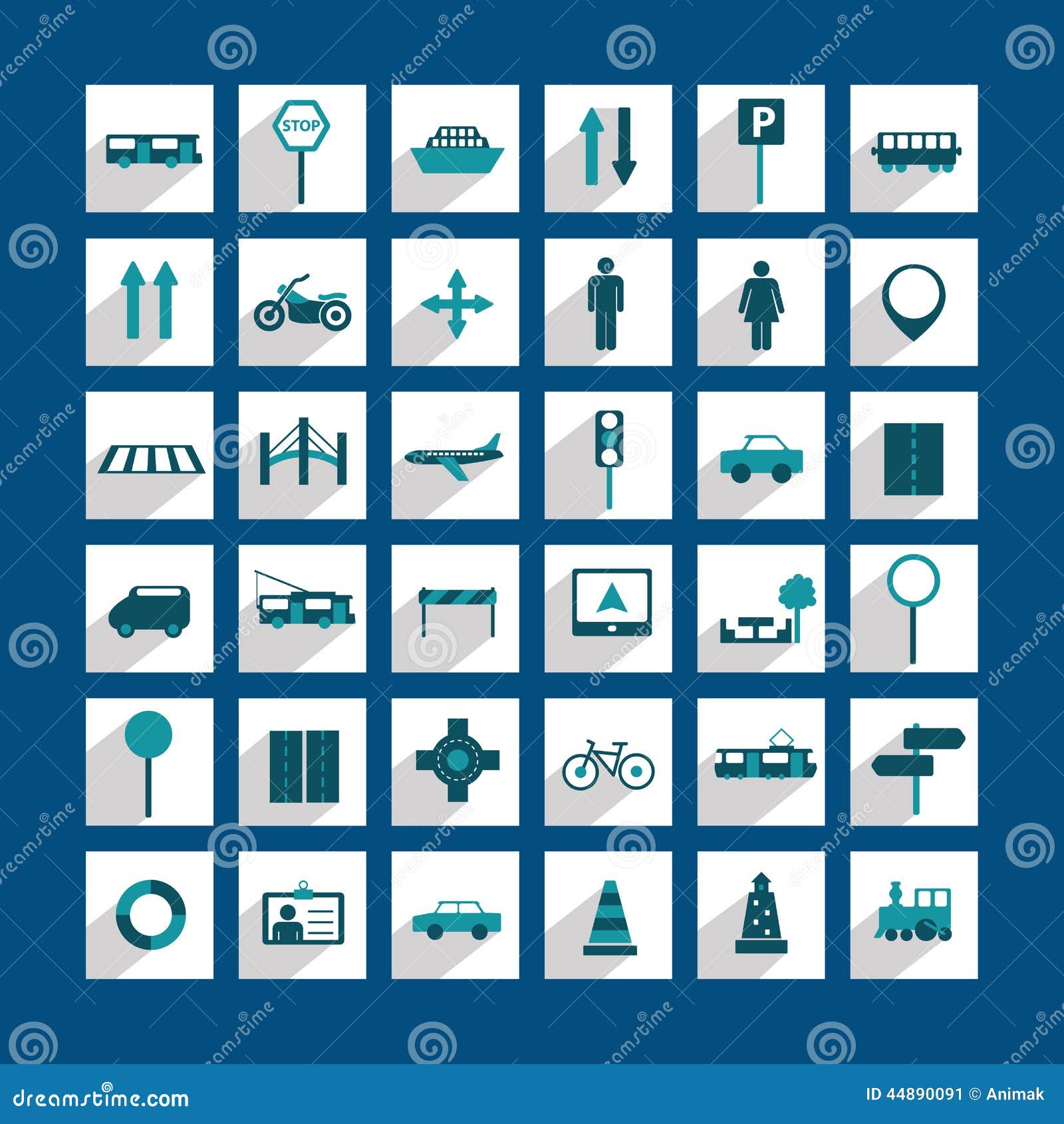 Collection of Flat Transport Sign. Stock Vector - Illustration of ...