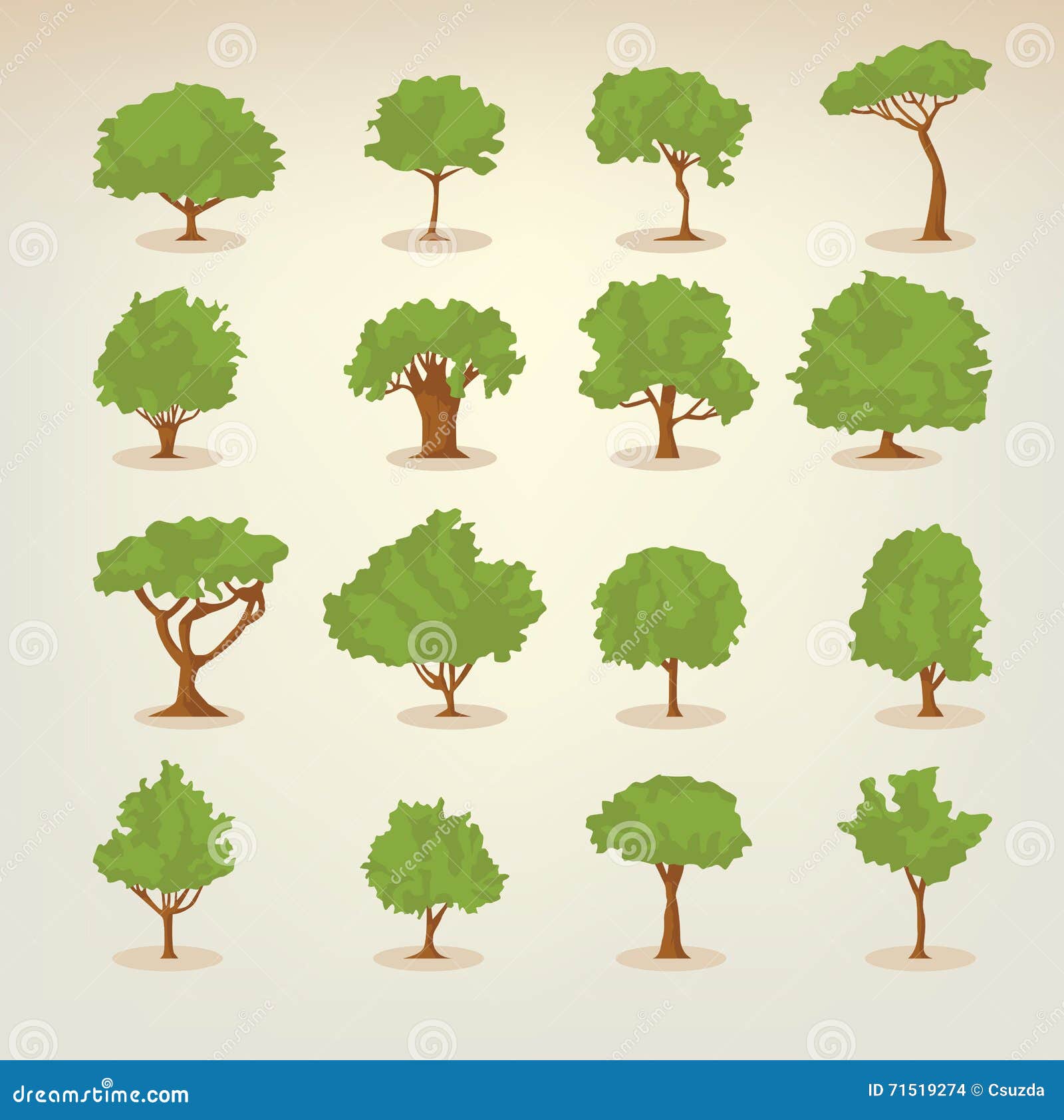 Collection of flat trees stock vector. Illustration of green - 71519274