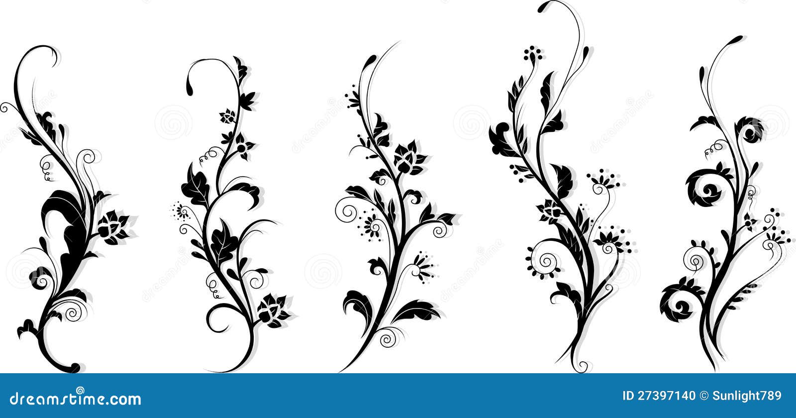 Collection of Floral Design Elements Stock Illustration - Illustration ...