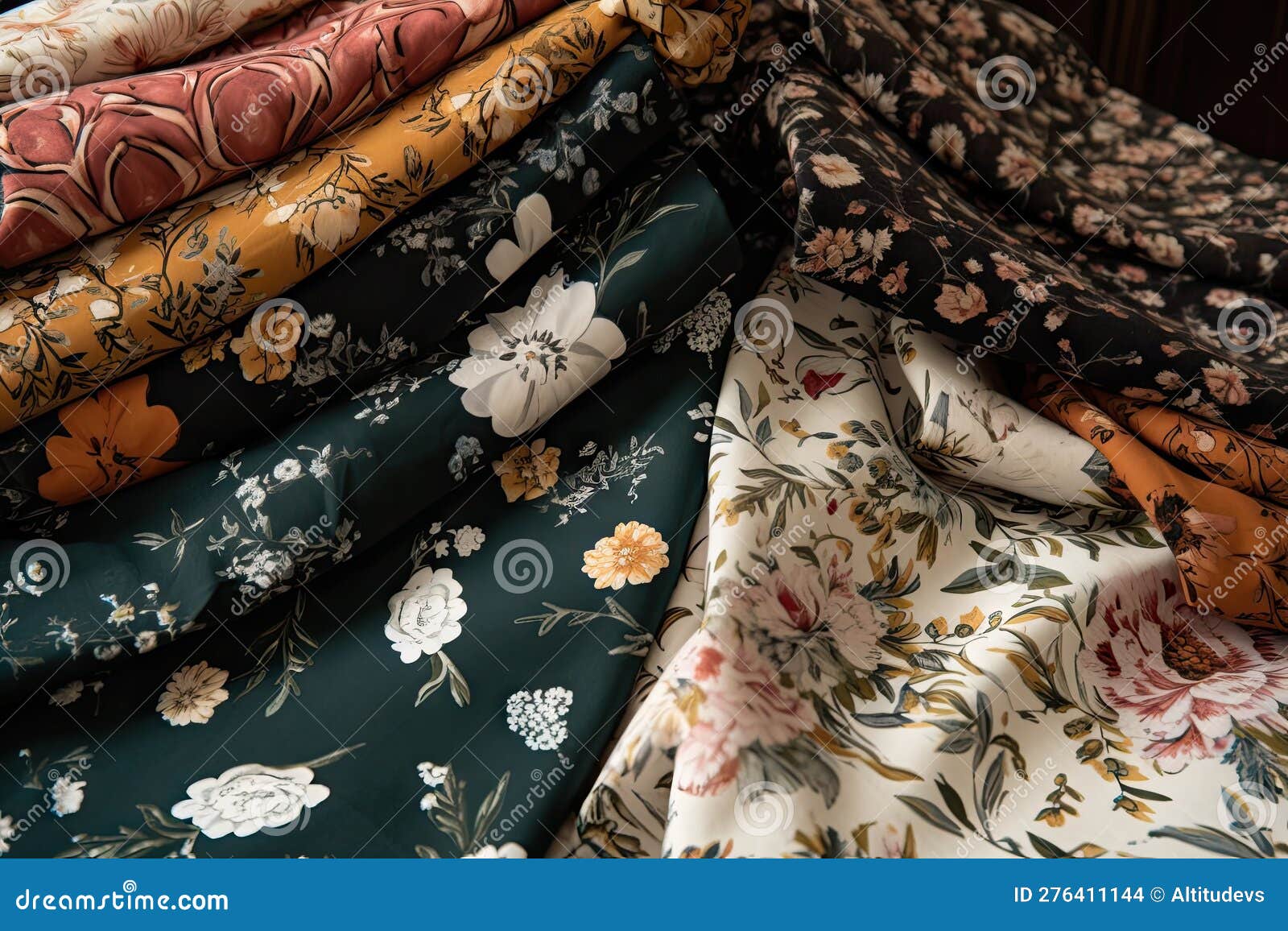 A Collection of Floral Prints in a Variety of Patterns and Colors Stock ...