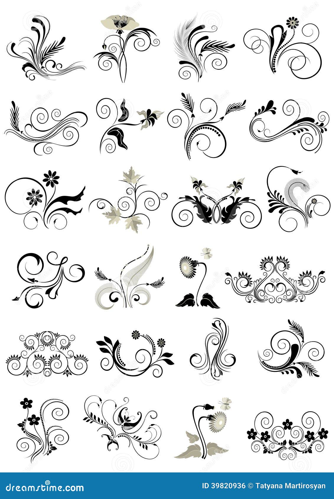 Collection Flourishes Patterns for Design Stock Vector - Illustration ...