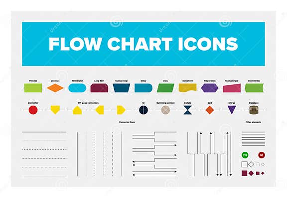 Set of Vector Flow Chart Elements Stock Illustration - Illustration of ...
