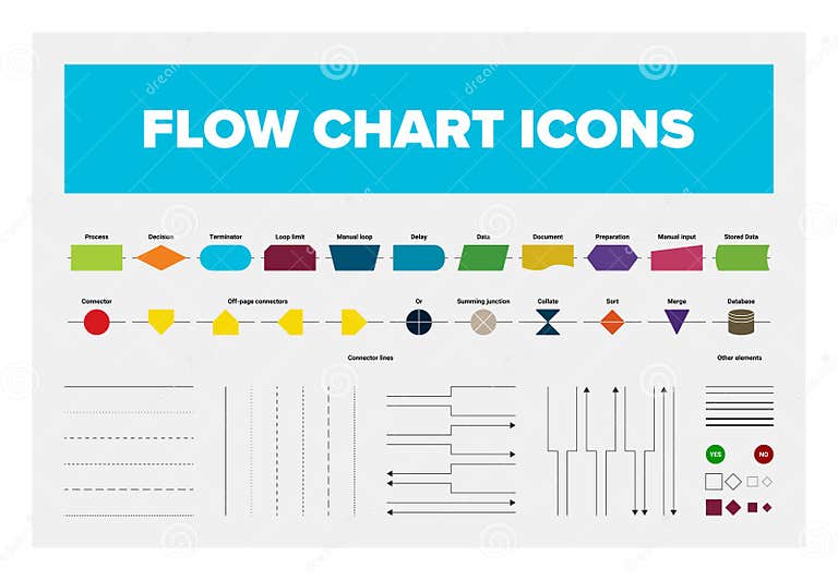 Set of Vector Flow Chart Elements Stock Illustration - Illustration of ...
