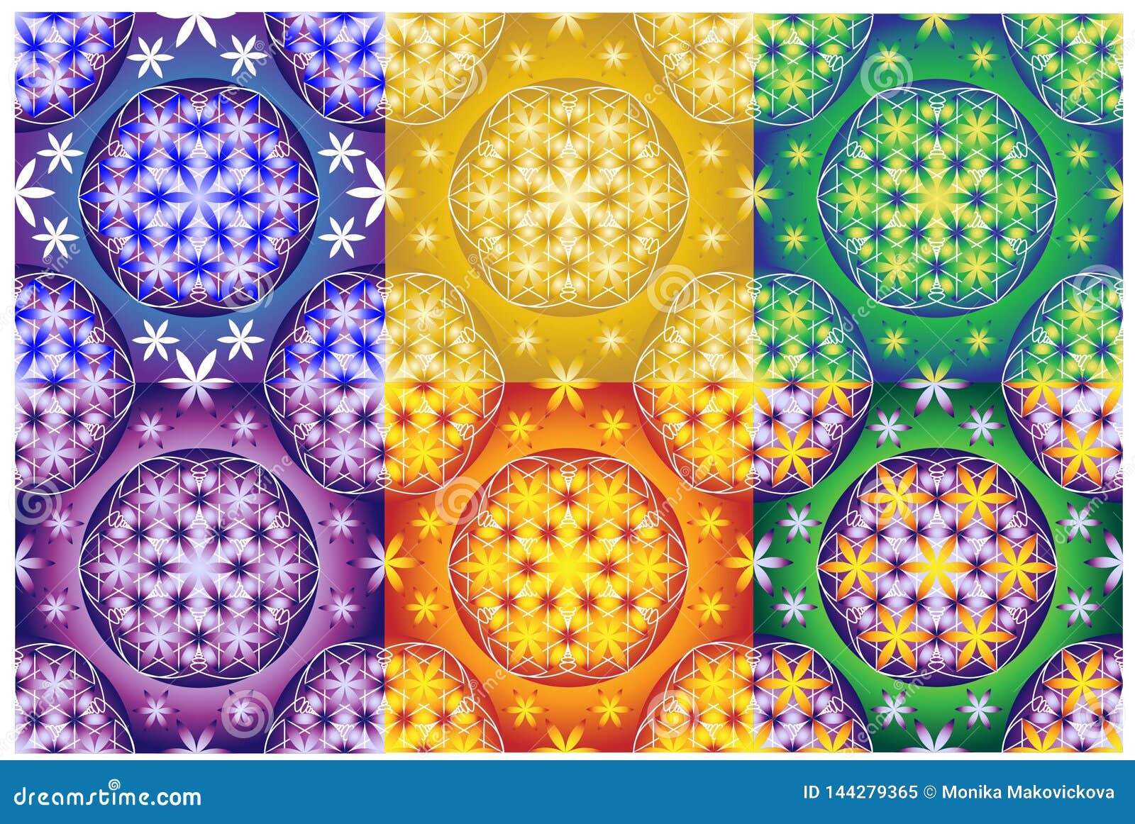 Collection of 6 Flower of Life Seamless Patterns Stock Vector ...