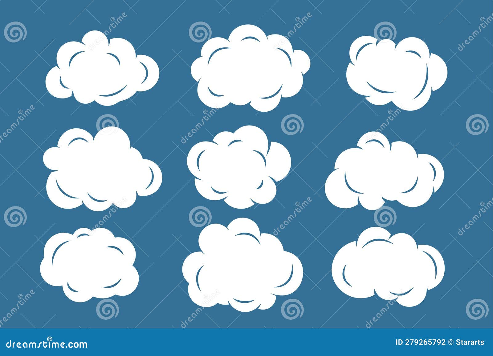 Collection of Fluffy Clouds Icons for Cloudy Season Stock Vector ...