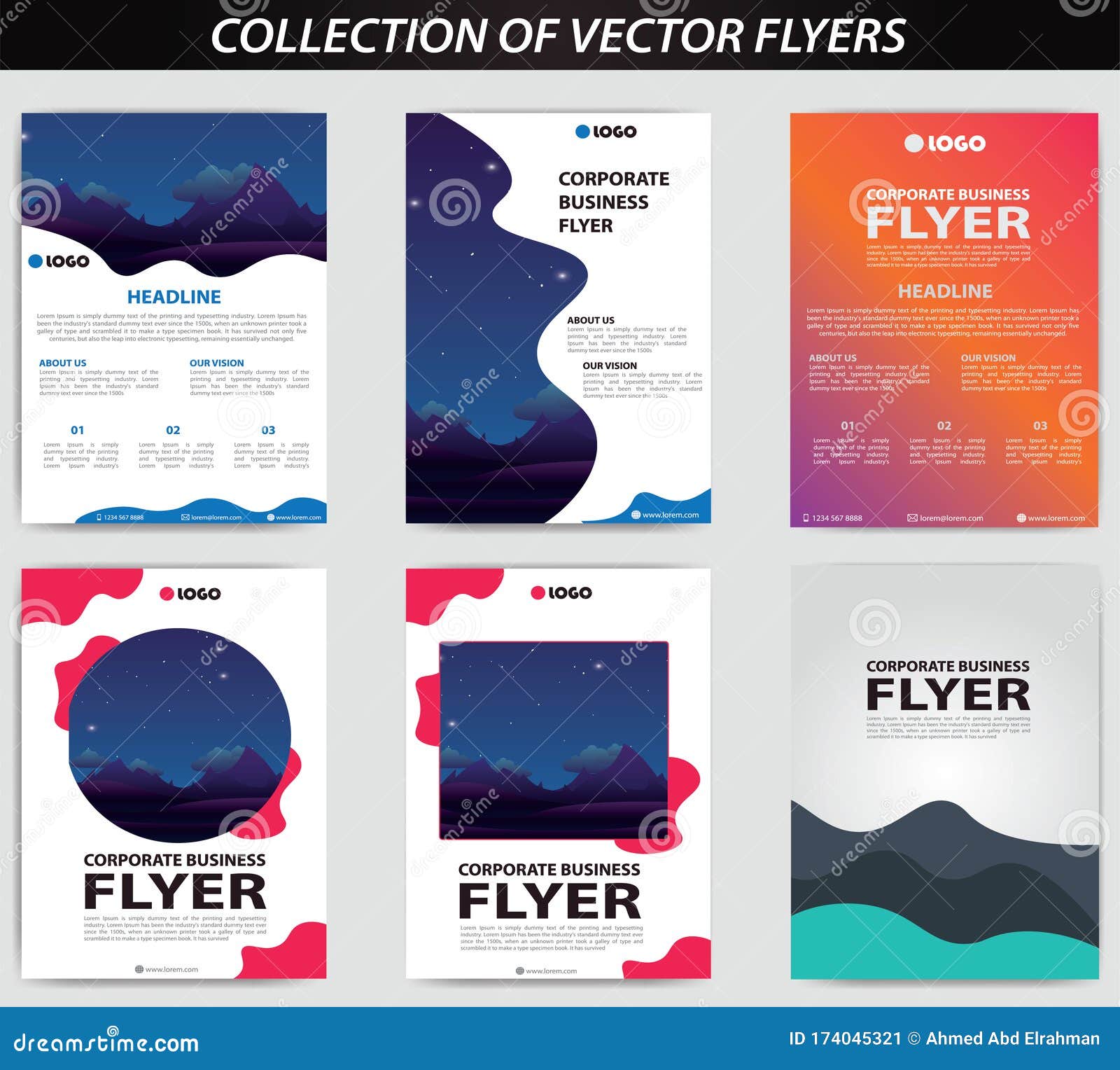Collection of Flyers, Mega Pack Brochure Design Template Stock Vector ...