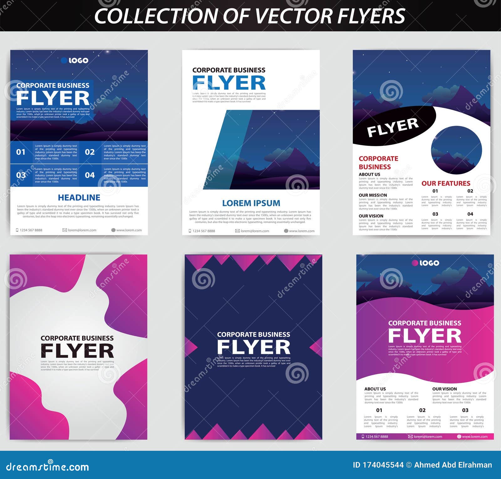 Collection of Flyers, Mega Pack Brochure Design Template Stock Vector ...
