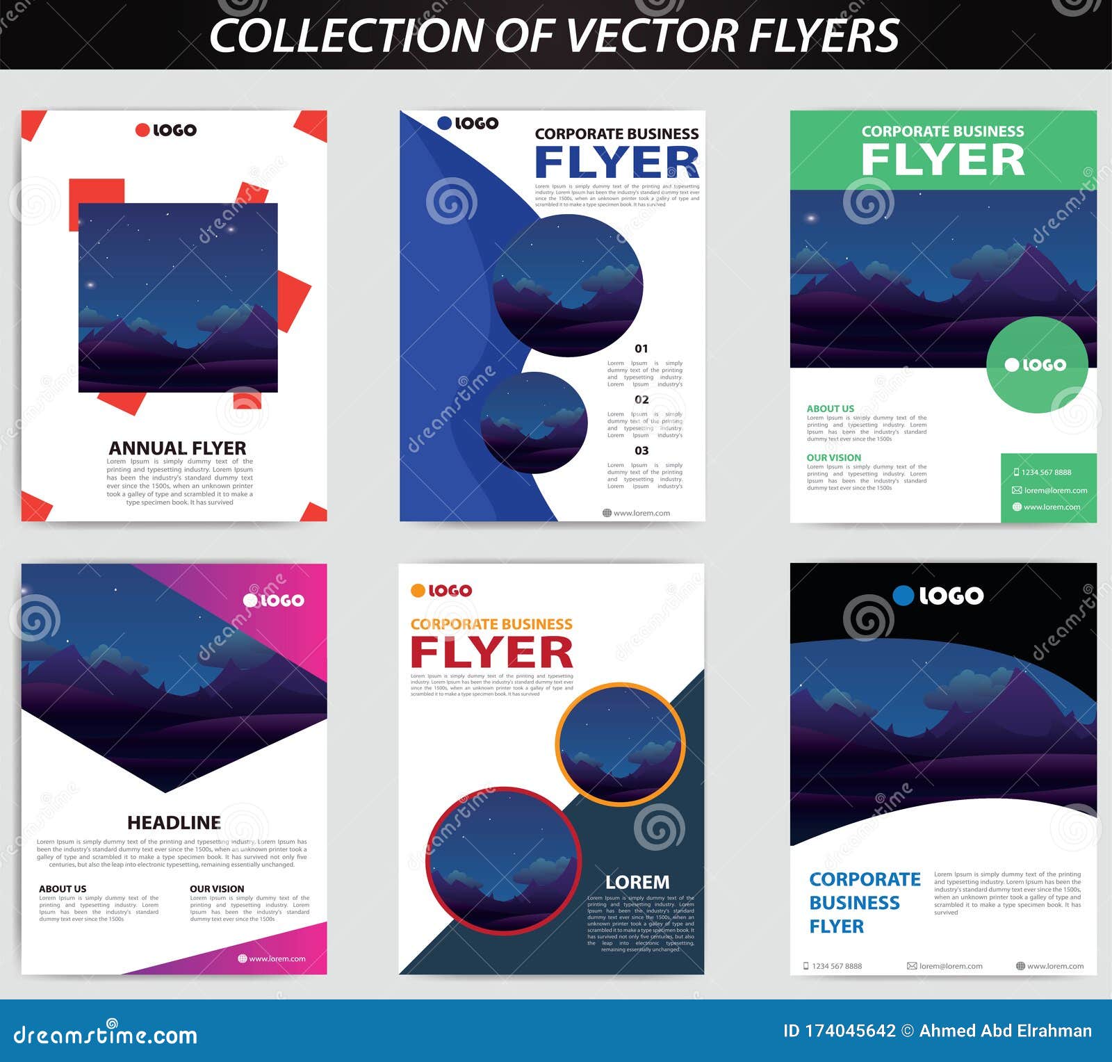 Collection of Flyers, Mega Pack Brochure Design Template Stock Vector ...