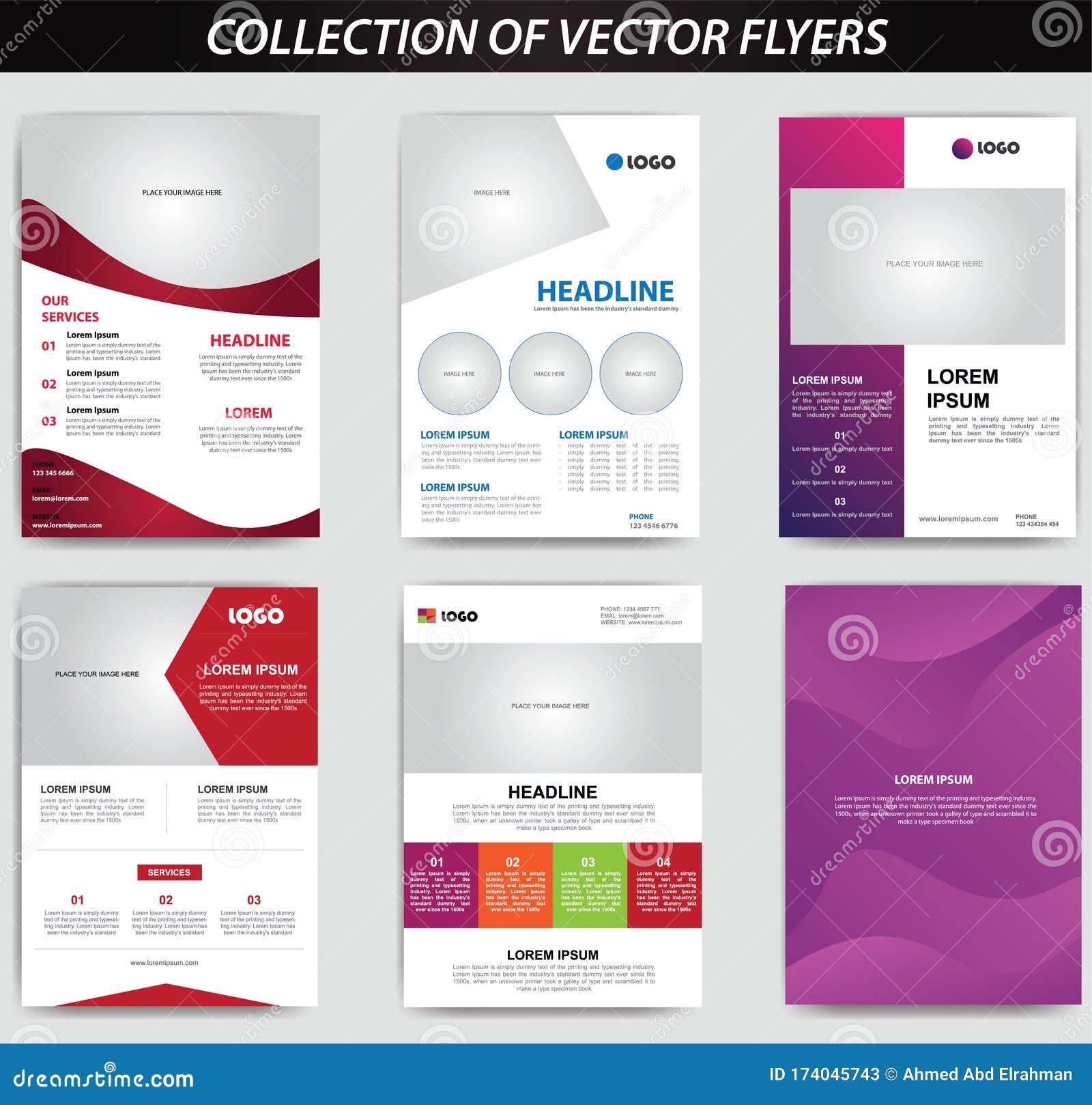Collection of Flyers, Mega Pack Brochure Design Template Stock Vector ...