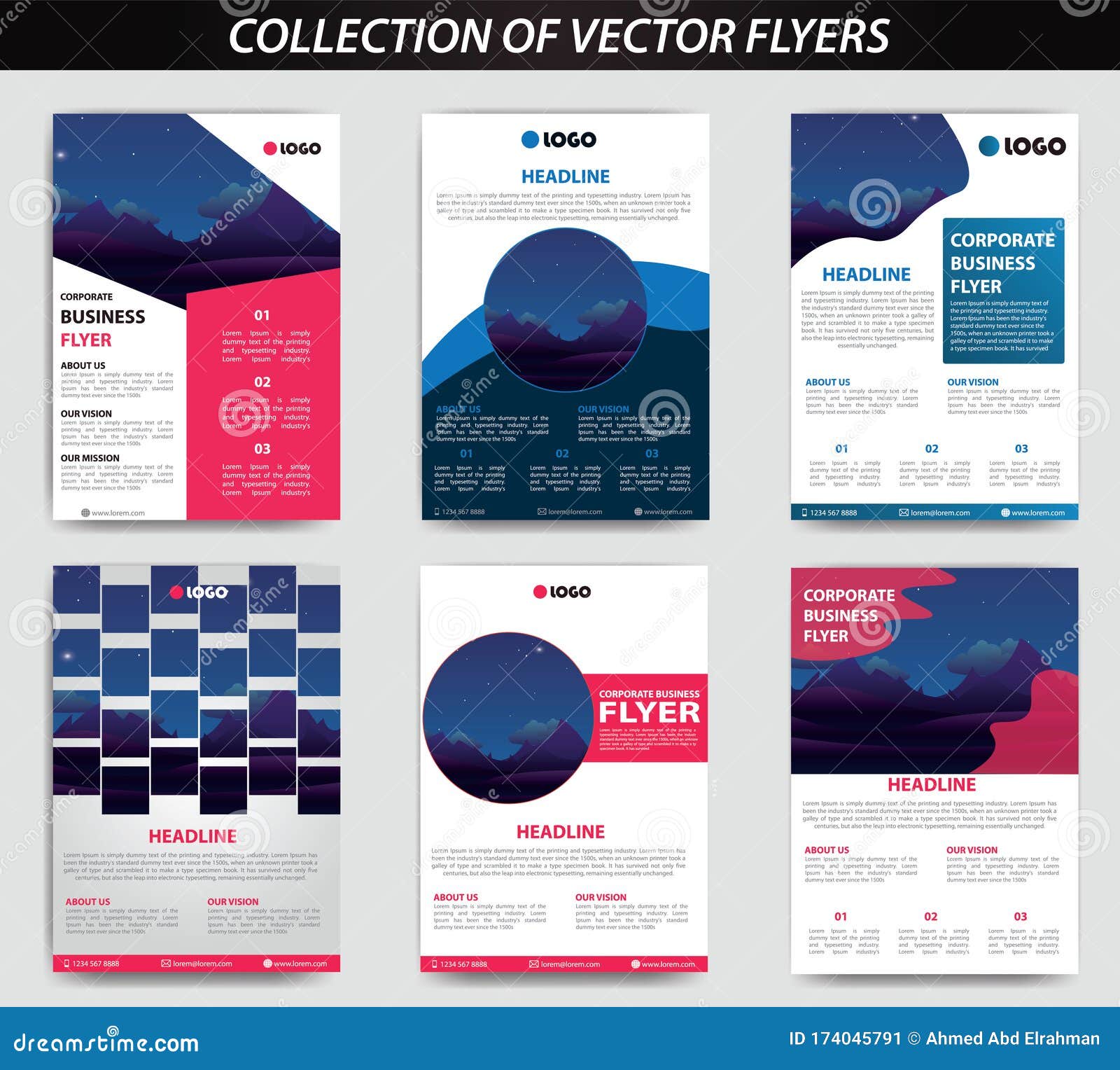 Collection of Flyers, Mega Pack Brochure Design Template Stock Vector ...