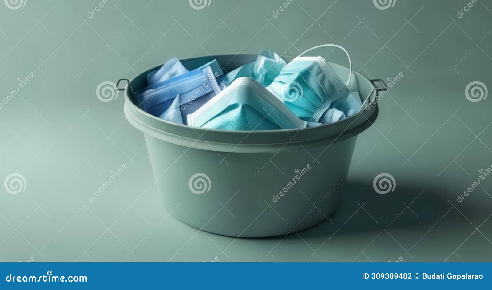 A Collection of Folded Blue Napkins in a Bucket Stock Illustration ...