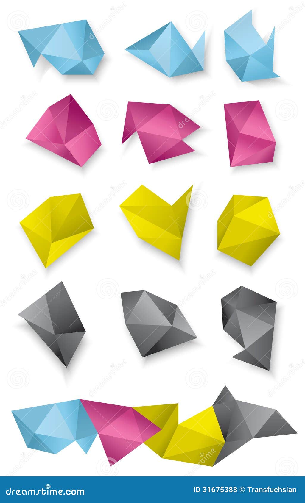 Collection of Folded Geometric Abstract Shapes Stock Vector ...