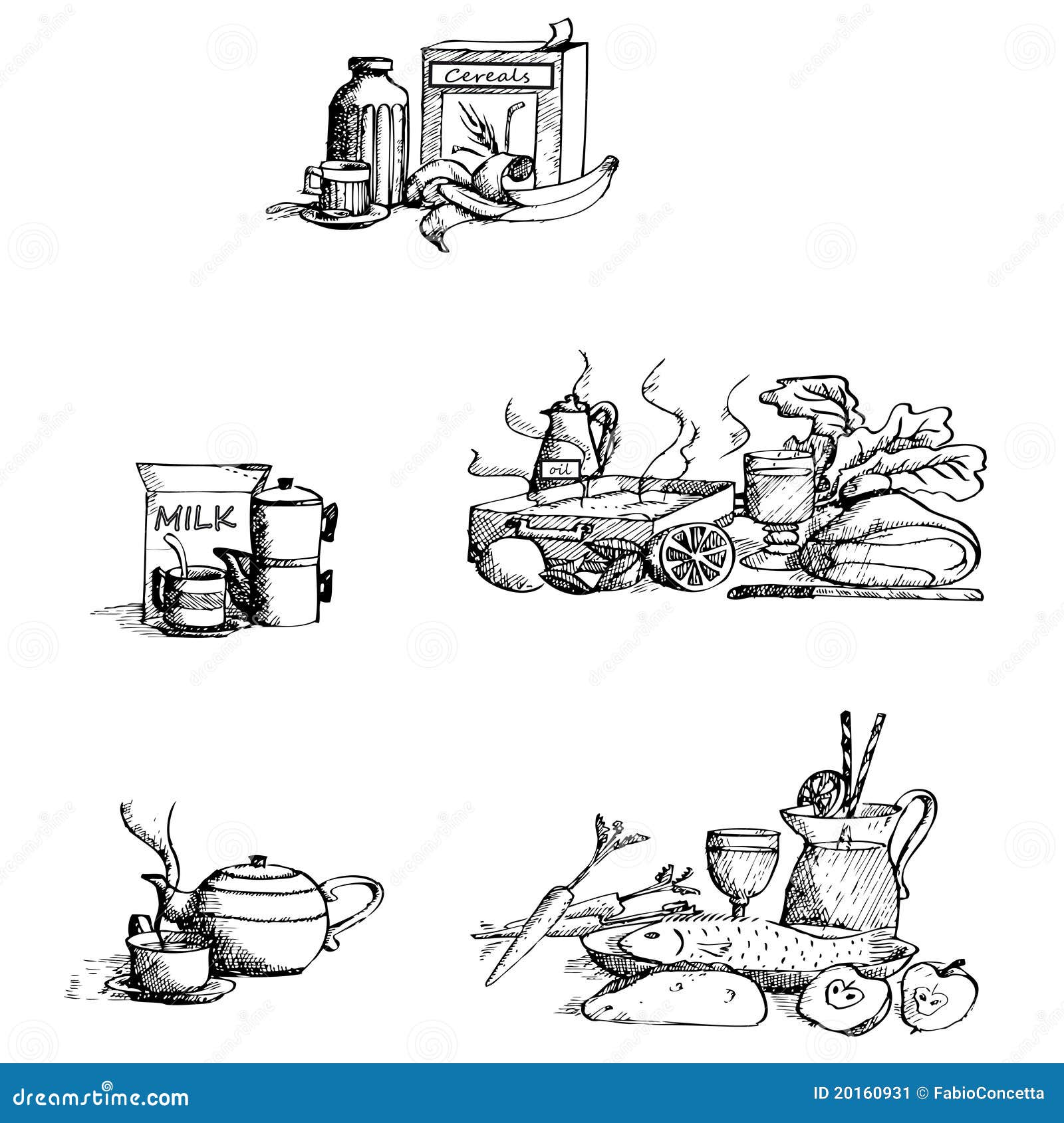 Collection of food stock vector. Illustration of baked - 20160931